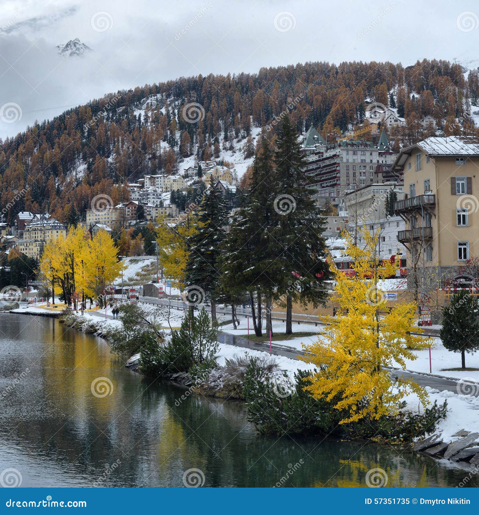 Lake St. Moritz with in the Autumn Stock Image - Image of swiss, travel ...