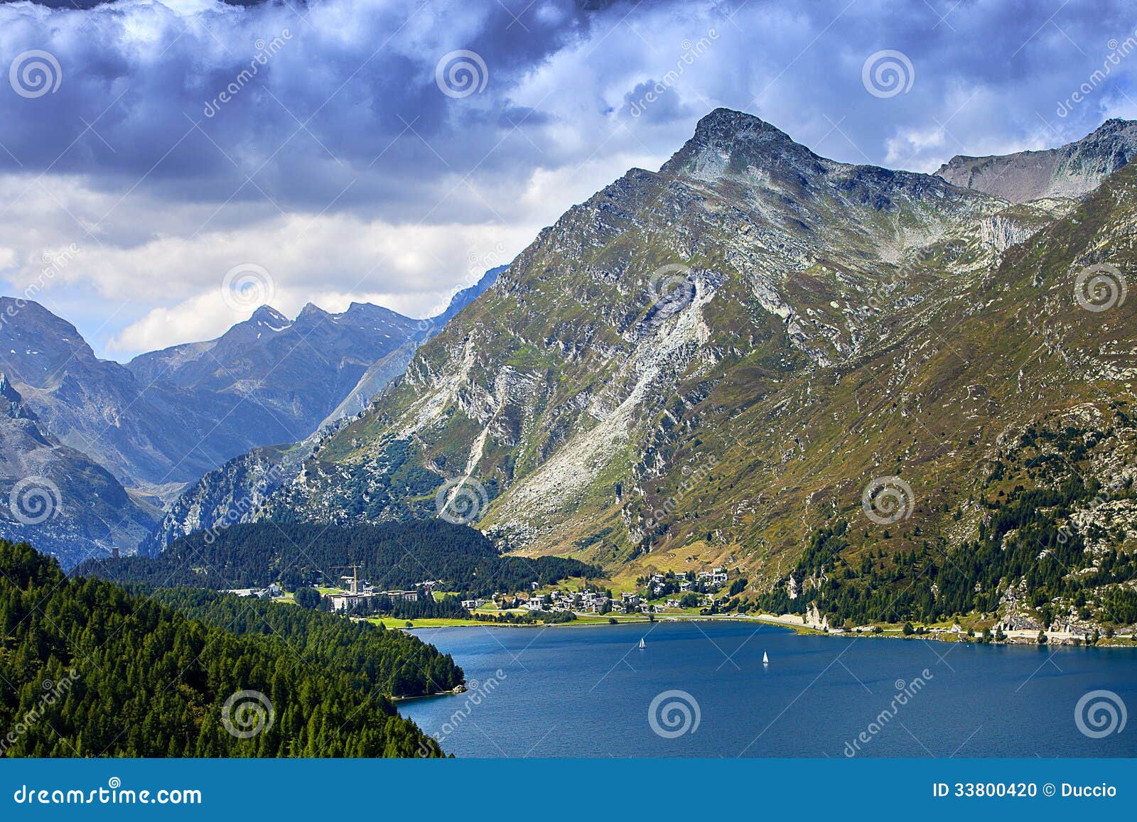 Lake of St. Moritz stock photo. Image of panoramic, forest - 33800420