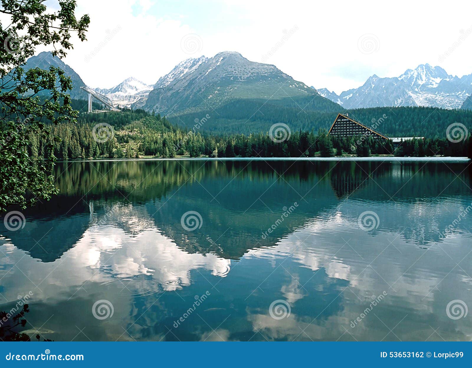 Lake stock photo. Image of strba, building, mountains - 53653162