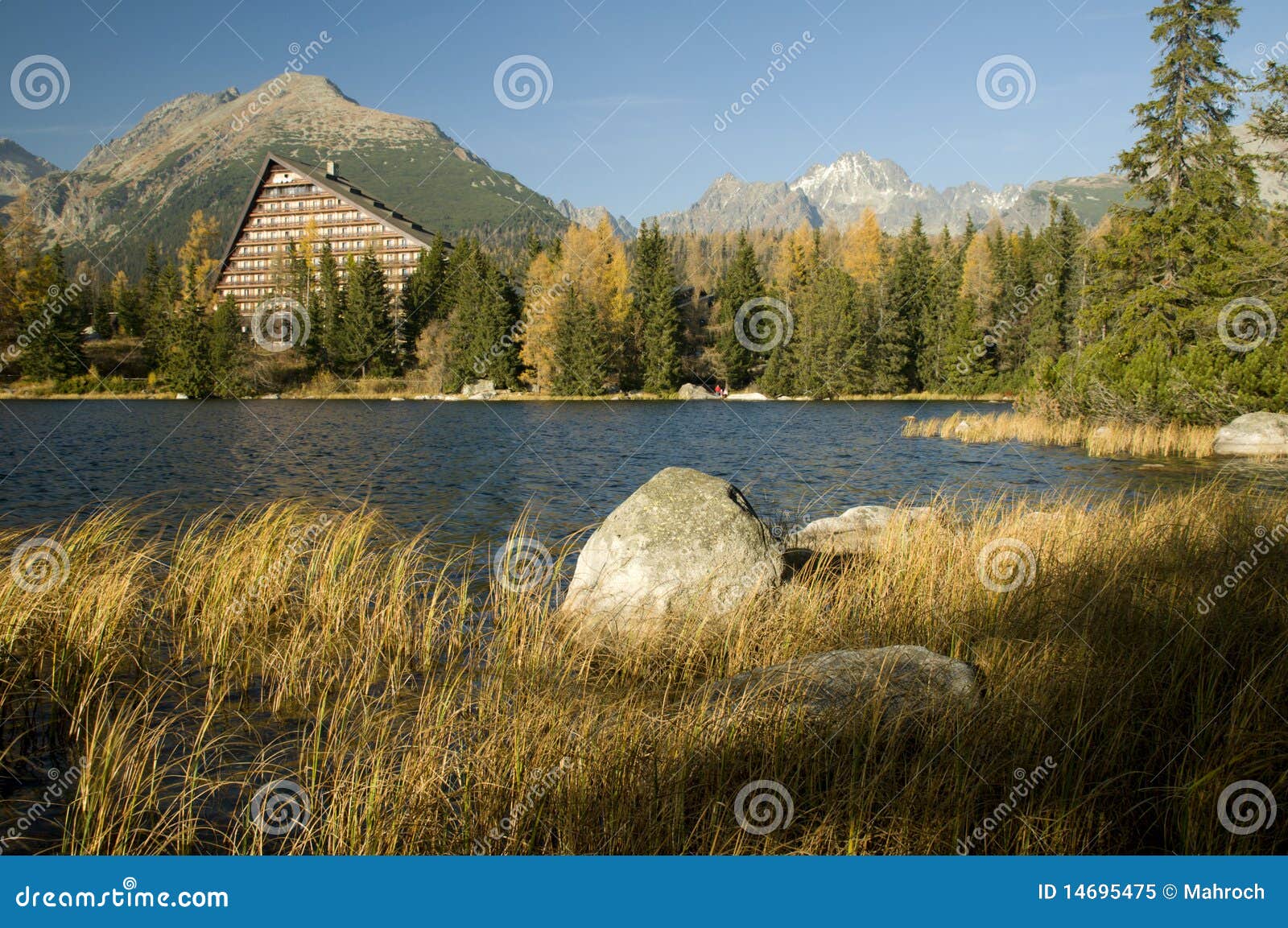 The lake Strbske pleso stock image. Image of europe, scenic - 14695475