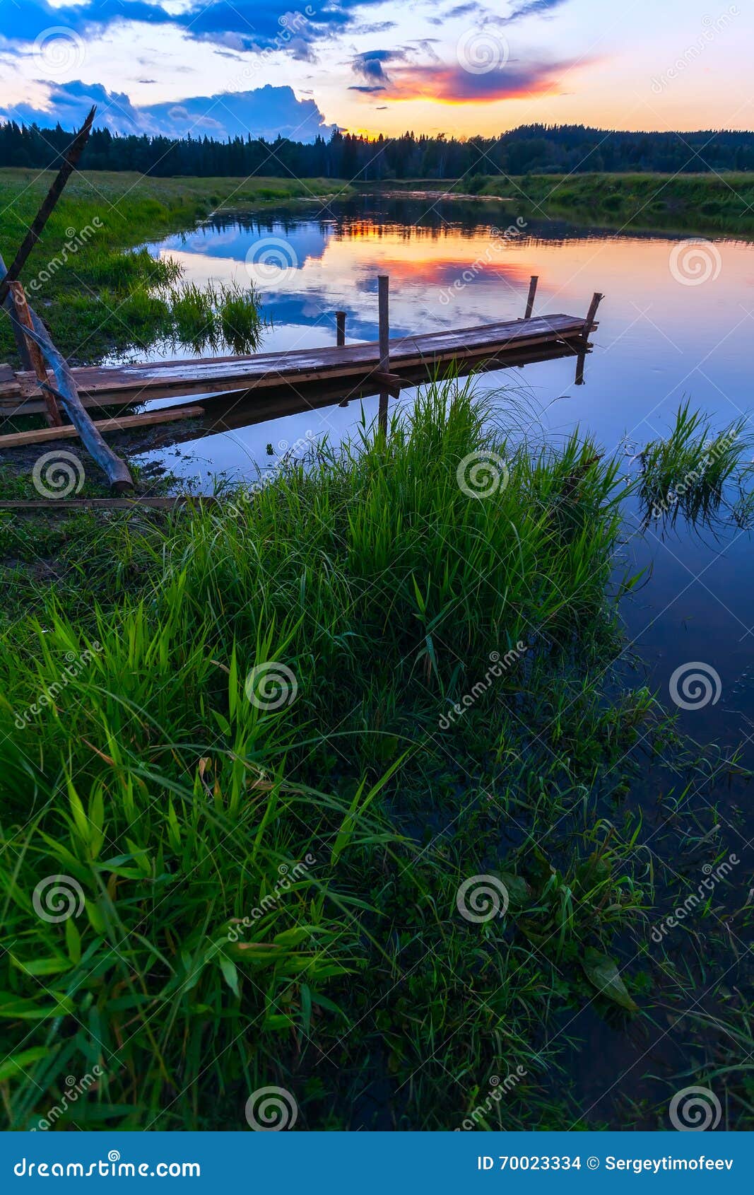 Lake sunset, bridge stock photo. Image of dawn, dusk - 70023334