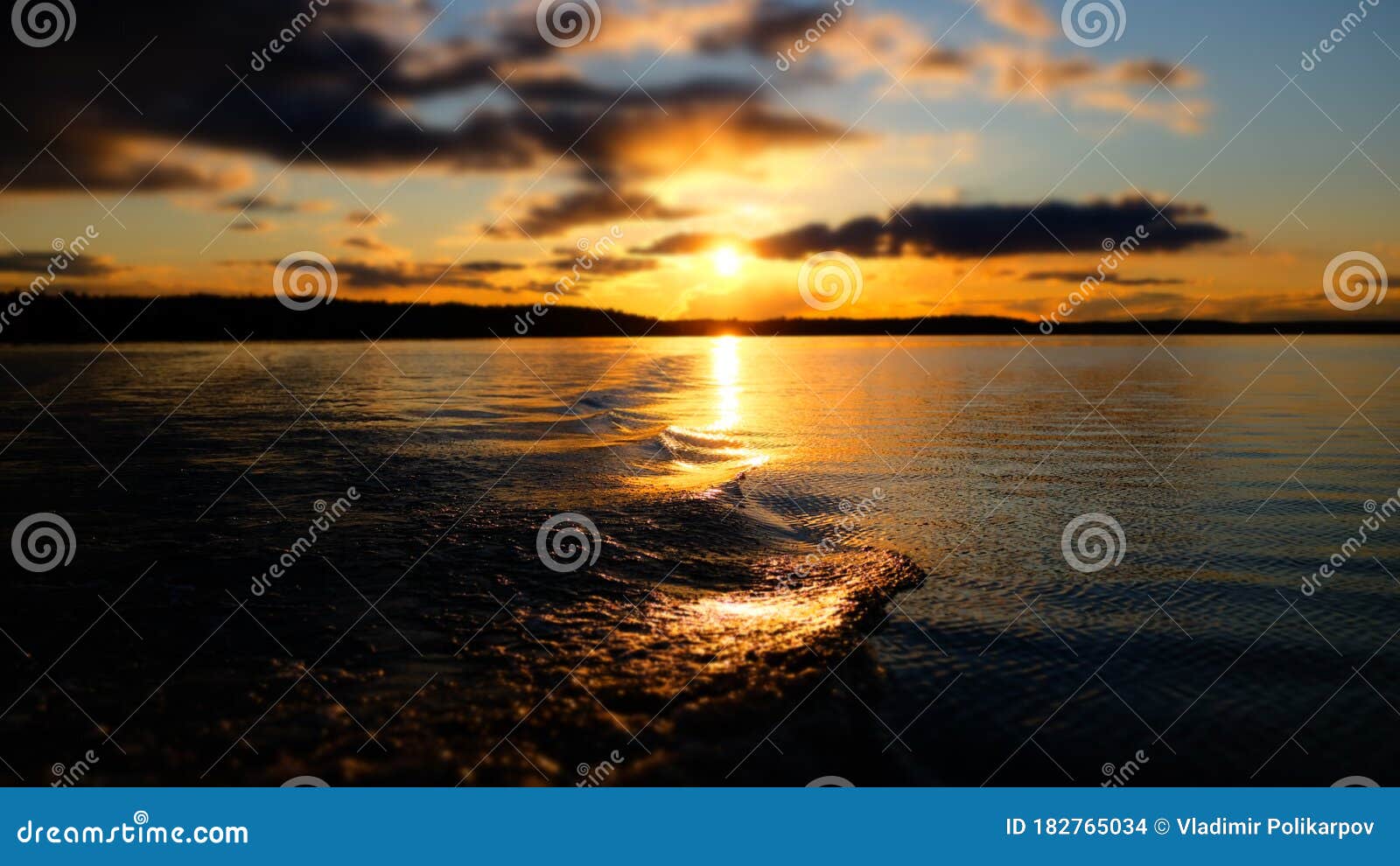 Lake at Sunset with Ripples on the Water Stock Photo - Image of blue ...