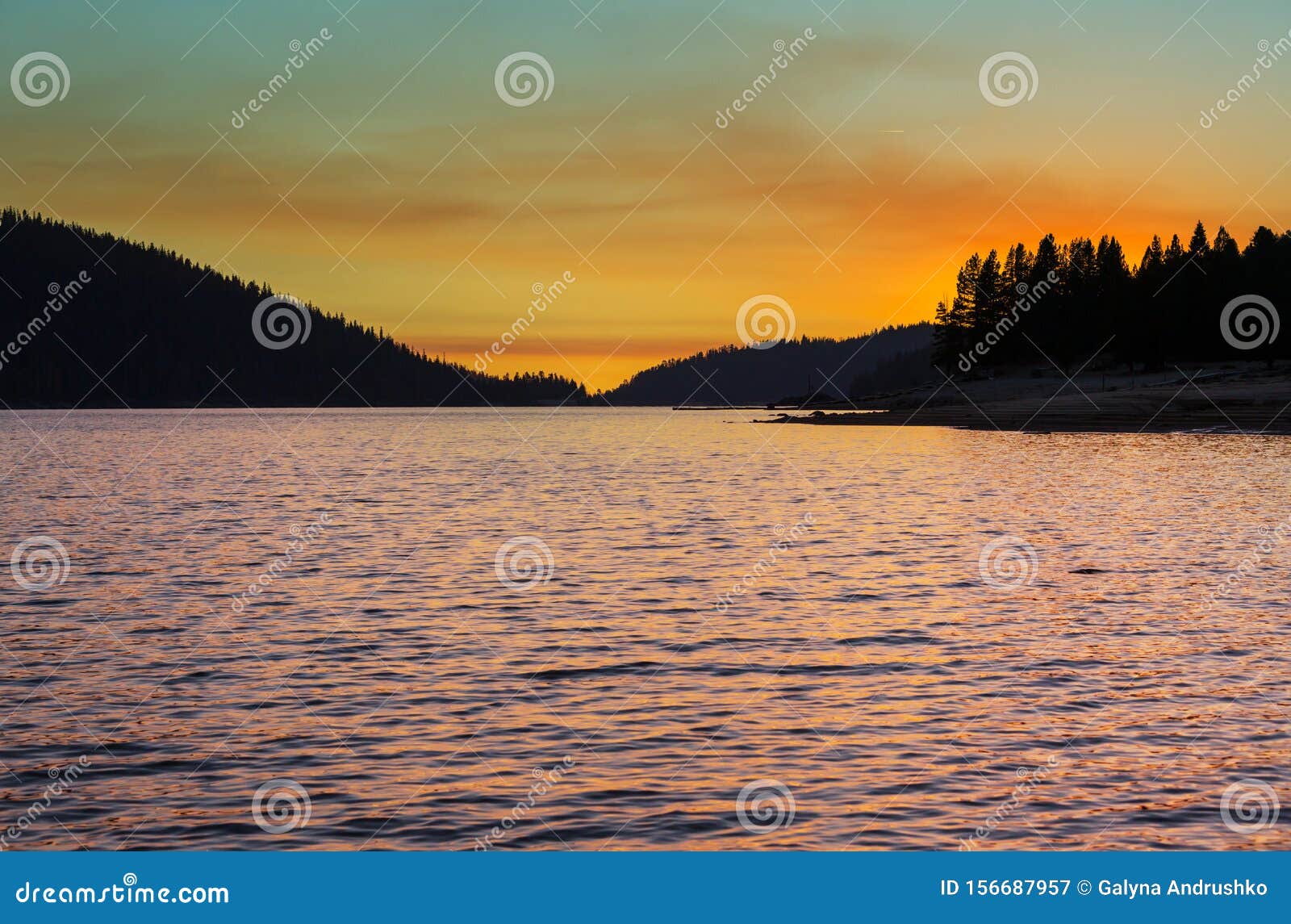 Lake on sunset stock image. Image of solitude, autumn - 156687957