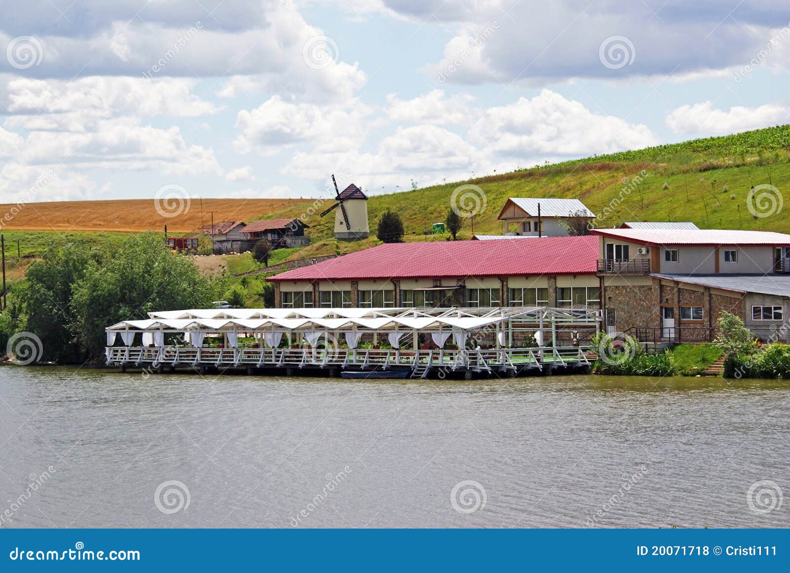 Lake terrace stock photo. Image of terrace, blue, cottage - 20071718