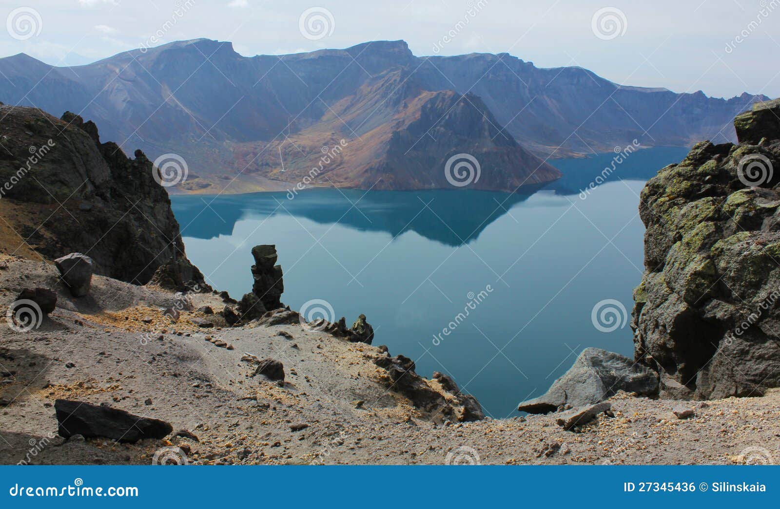 The Lake Tianchi in the Crater of the Volcano. Stock Photo - Image of ...