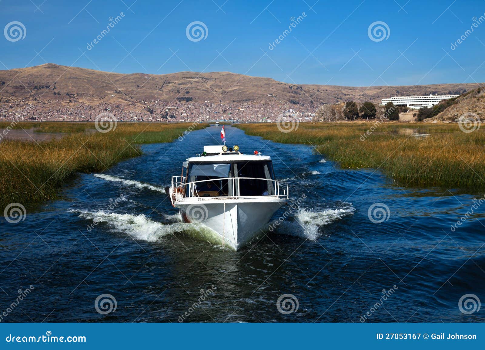 Lake Titikaka Boat Puno Peru Stock Image - Image of america, south ...