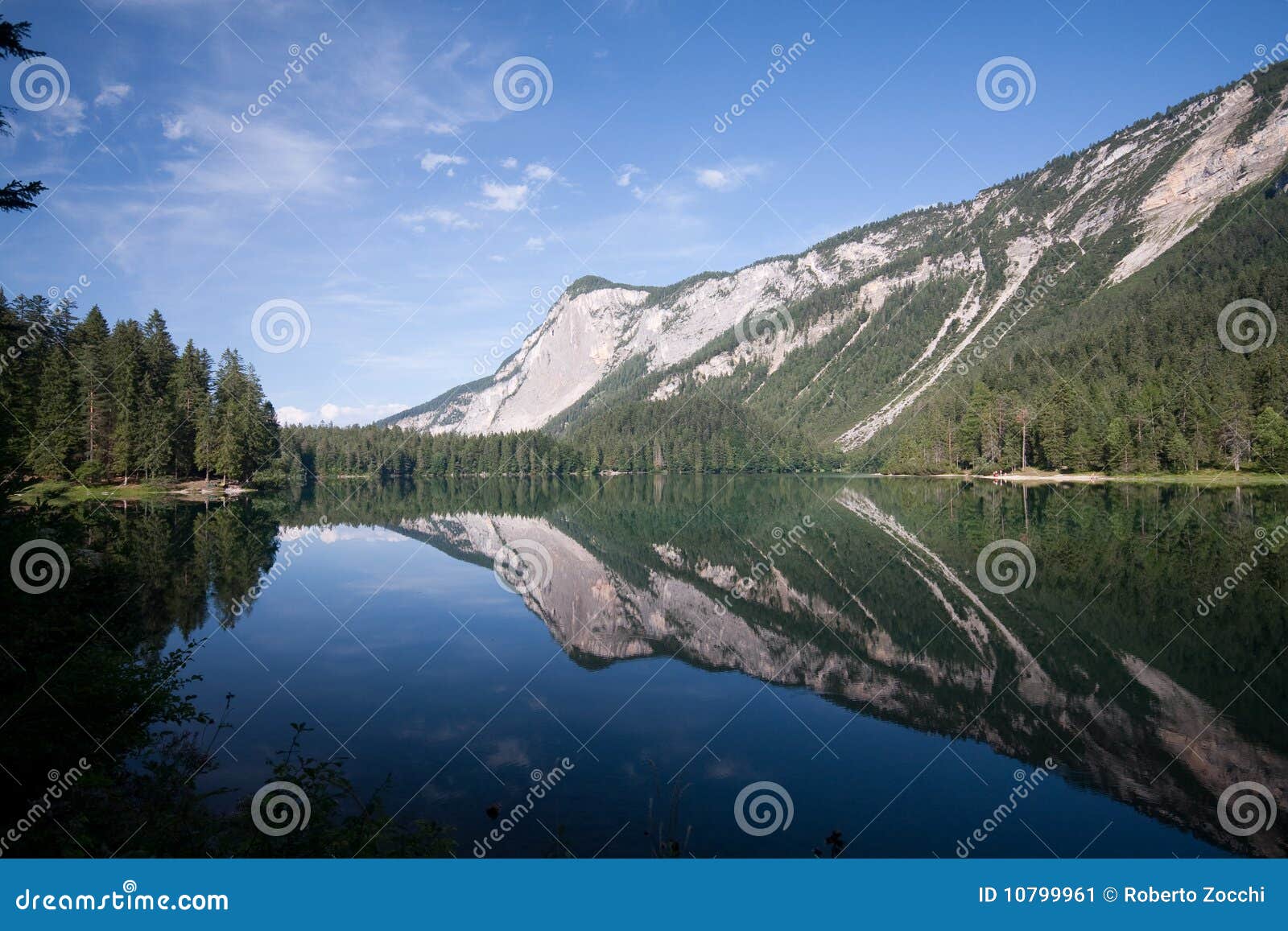 Lake Tovel, stock image. Image of water, reflection, dolomites - 10799961