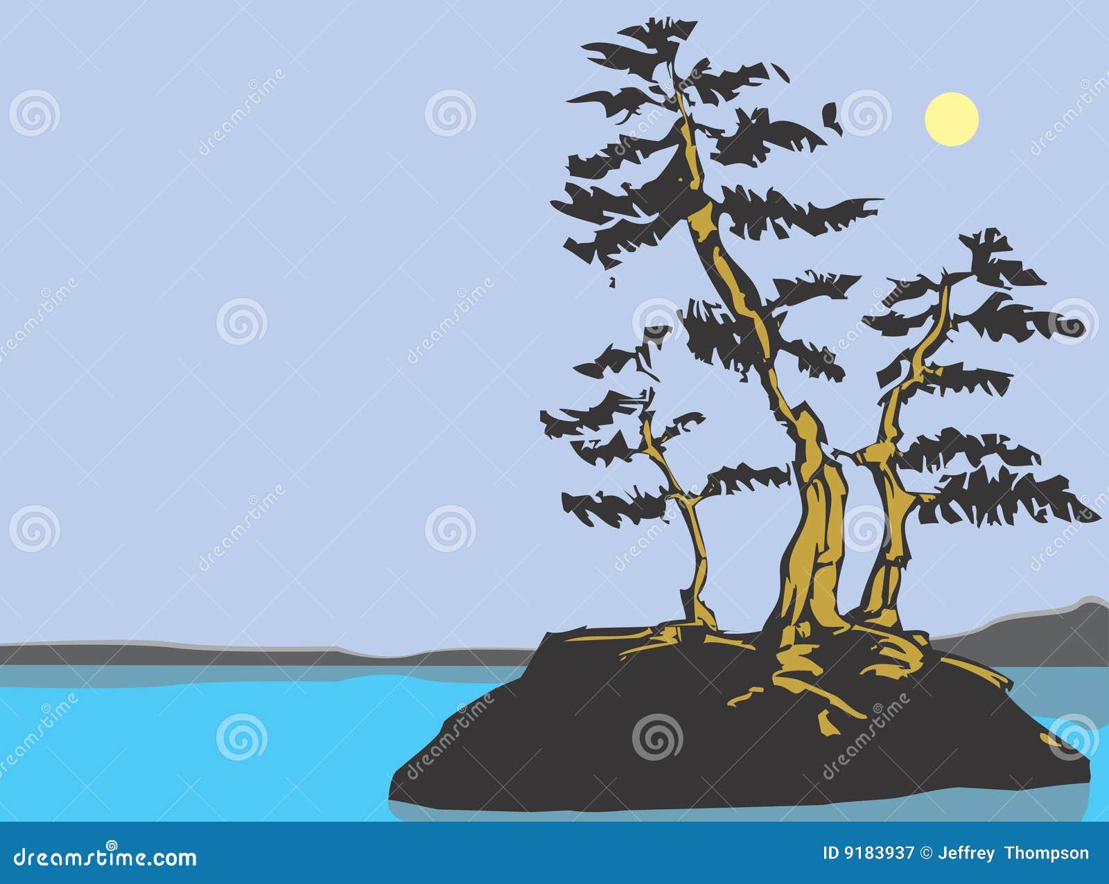 Lake with trees stock vector. Illustration of paint, picturesque - 9183937