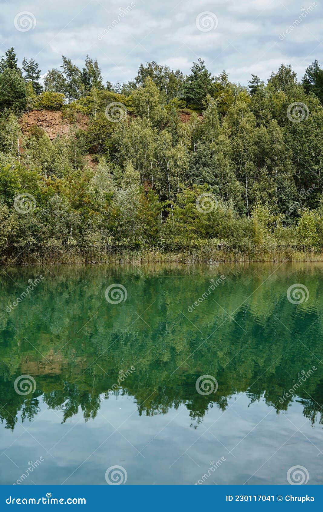 Lake with Turquoise Water and Green Forest Stock Image - Image of ...
