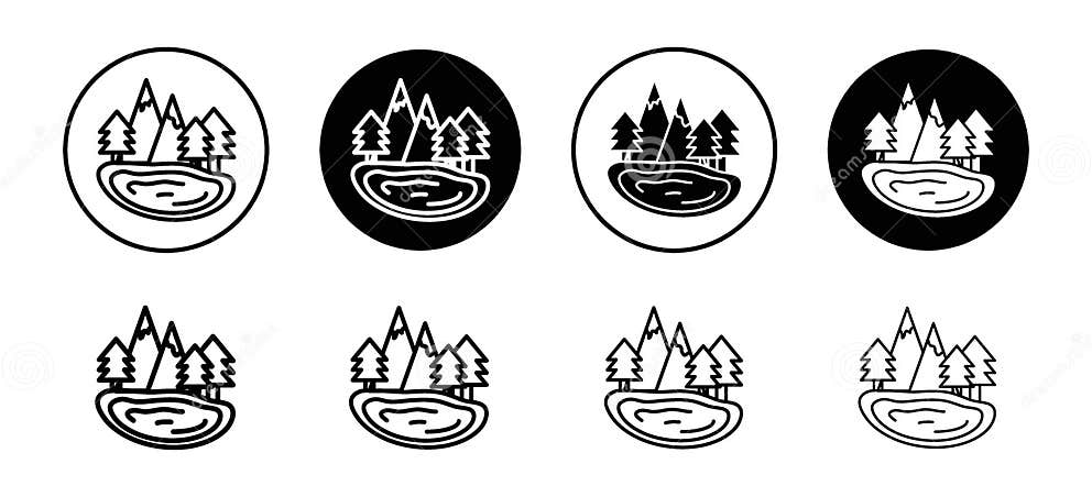 Lake Vector Icon Set Collection. Lake Outline Flat Icon Stock Illustration - Illustration of ...