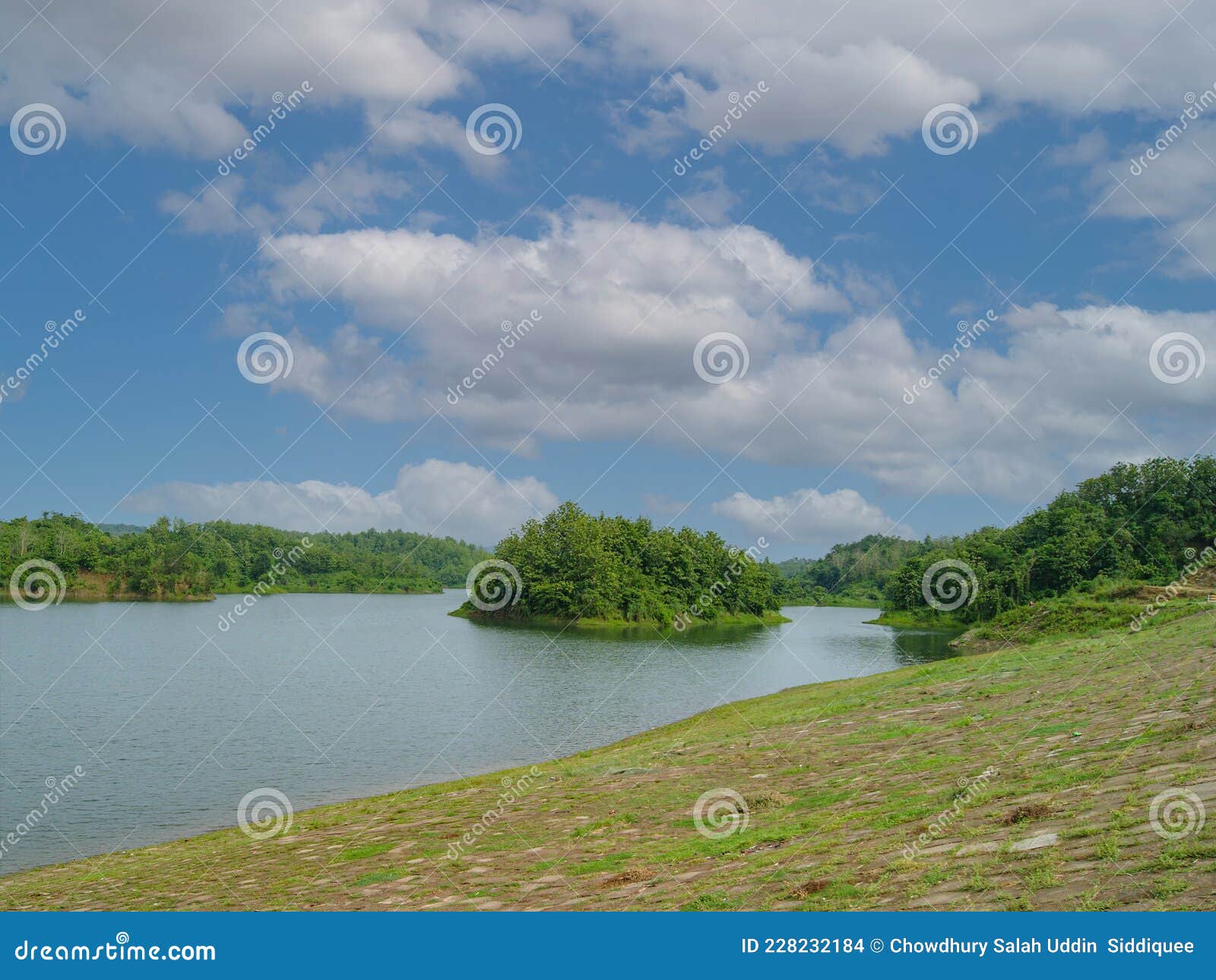 Lake View with Beauty of Hills and Sky Stock Photo - Image of town ...
