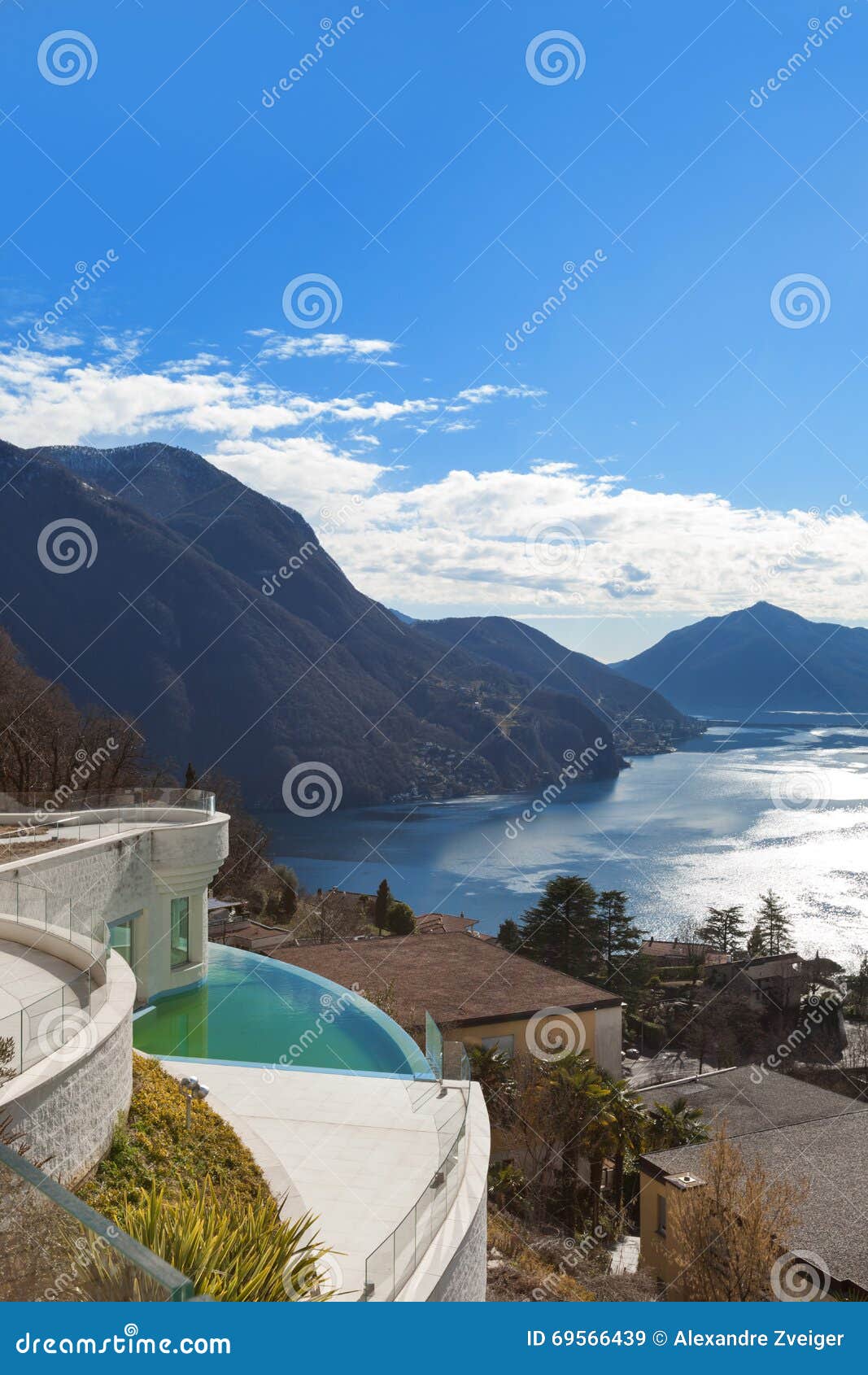 Lake view from a building stock image. Image of architecture - 69566439