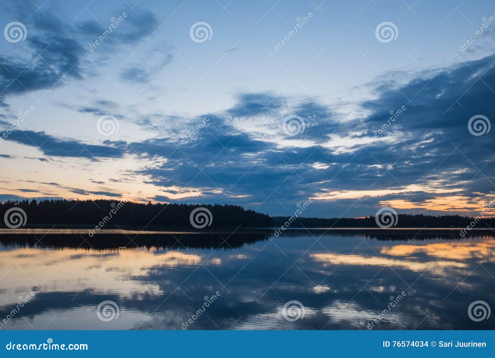 Lake view and sunset stock photo. Image of cloud, scenics - 76574034