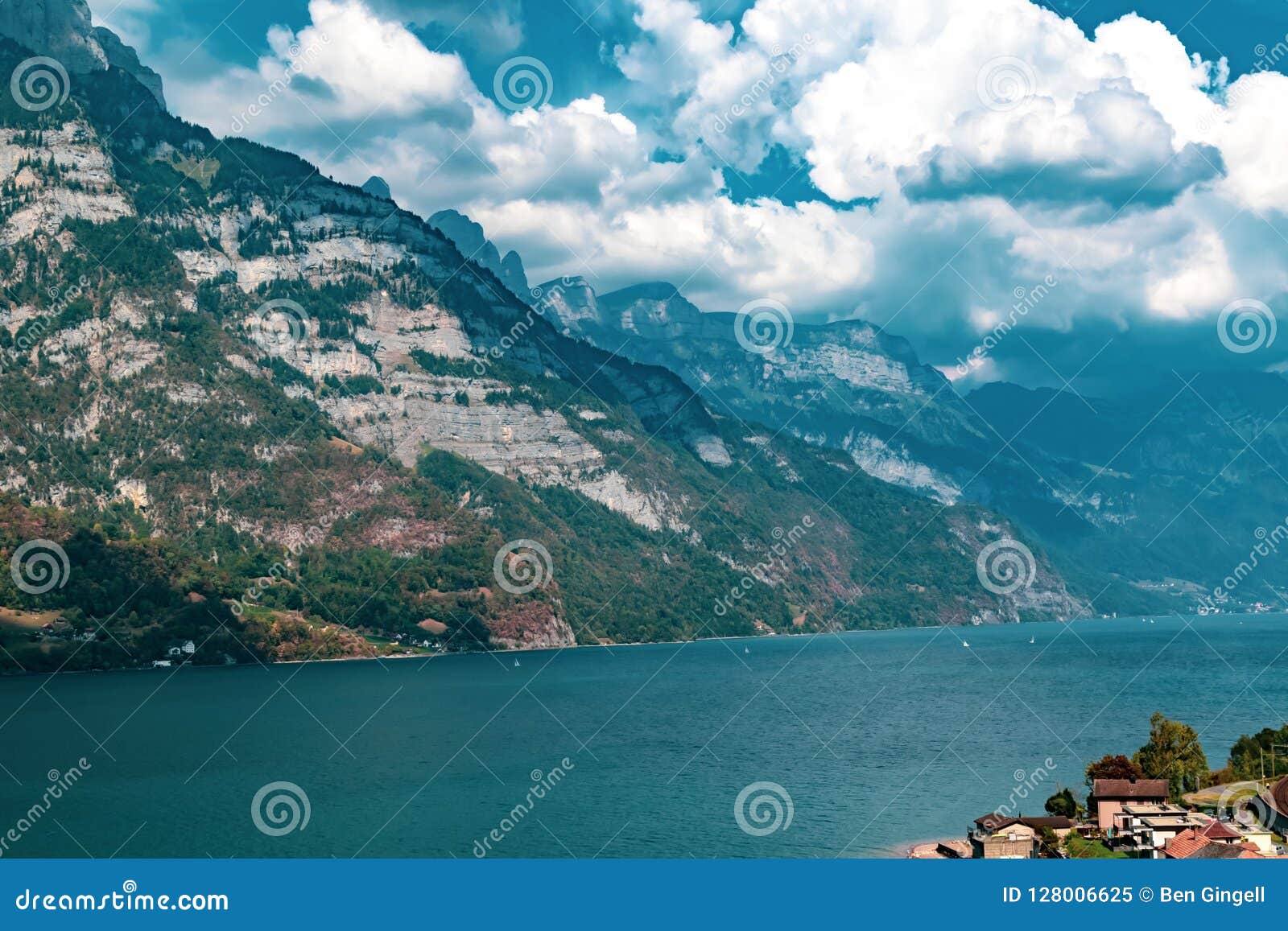 Lake Walensee in Switzerland Stock Image - Image of outdoor, mountains ...