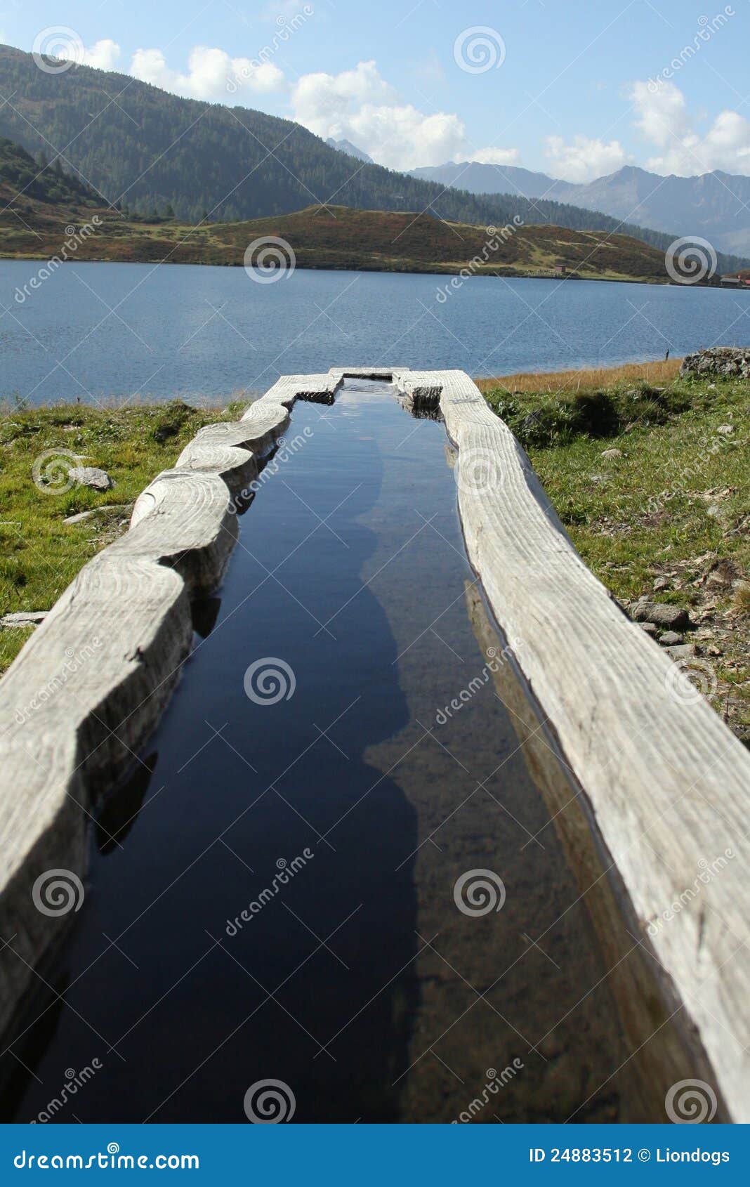 Lake with Watering Place in Swiss Alps Stock Photo - Image of peaceful ...