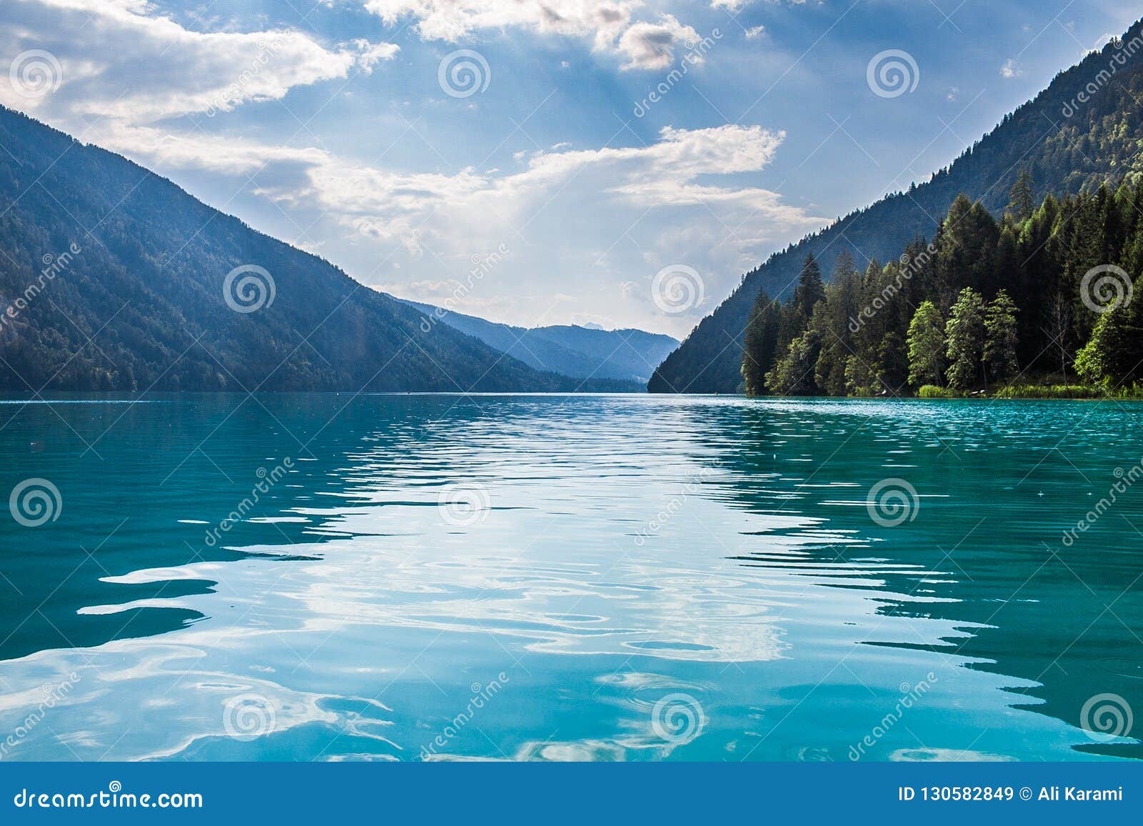 Lake Weissensee in Austria stock image. Image of reflection - 130582849
