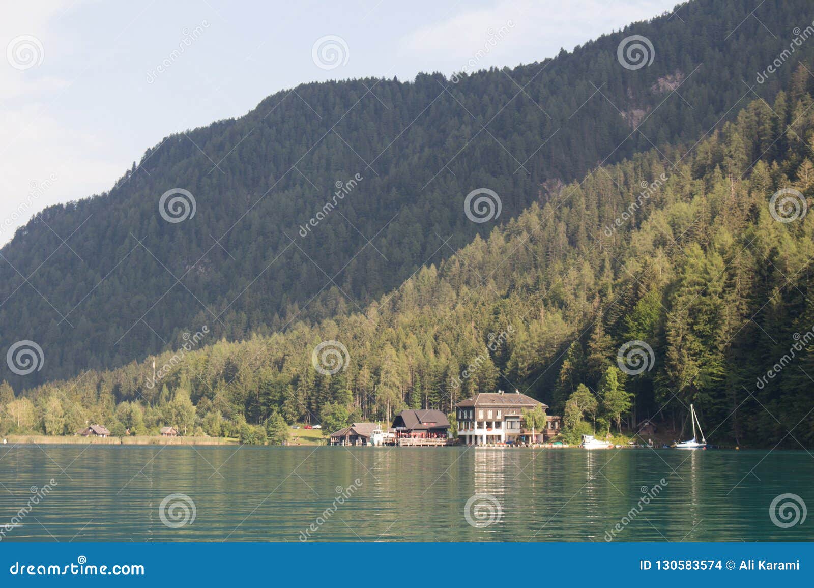 Lake Weissensee in Austria stock photo. Image of pond - 130583574