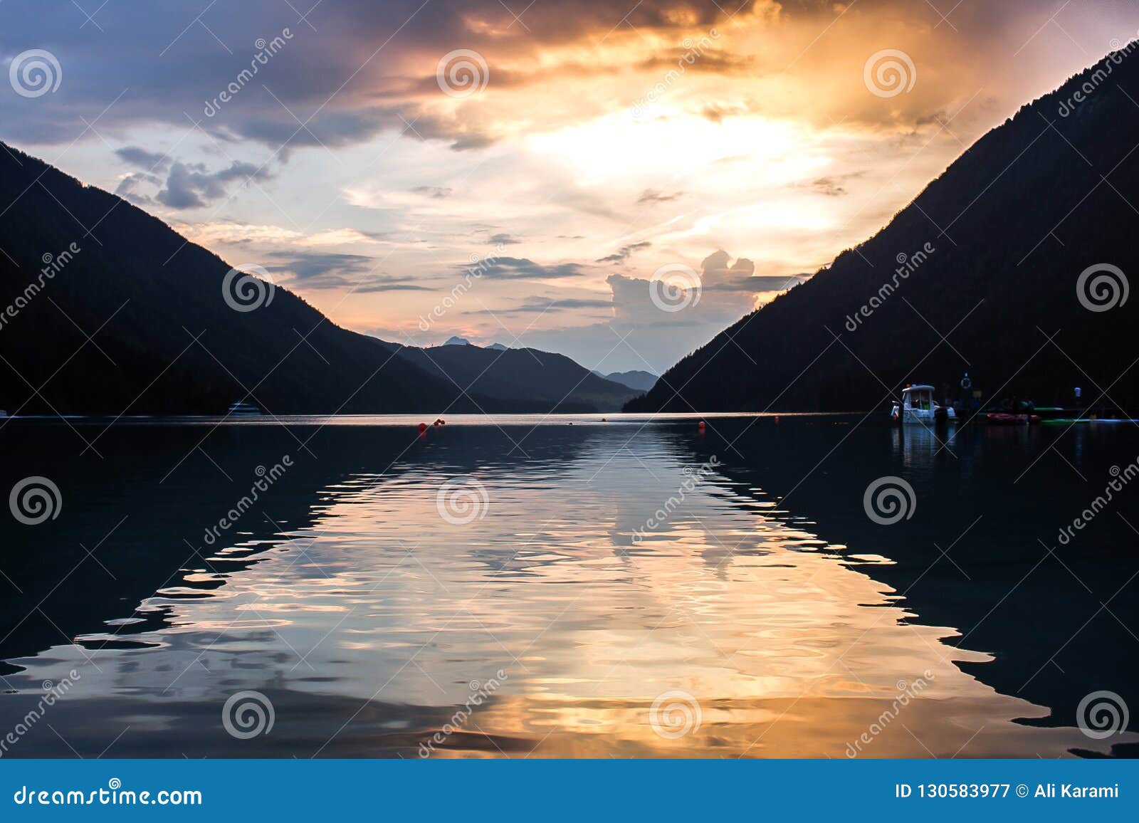 Lake Weissensee in Austria stock image. Image of park - 130583977