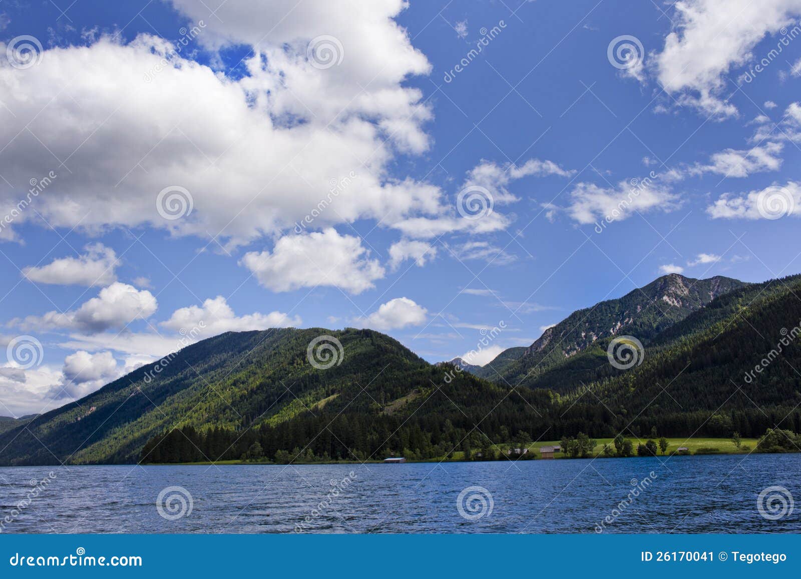 Lake Weissensee in Austrian Alps Stock Image - Image of hill, peak ...