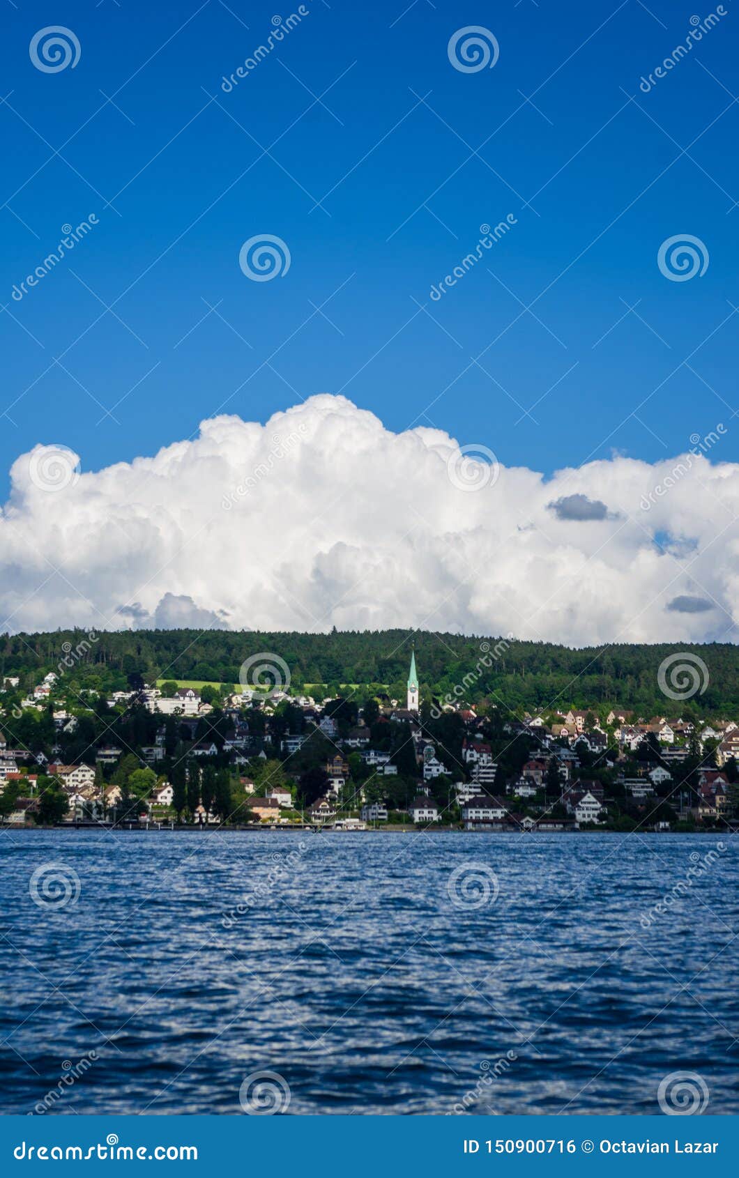 Lake Zuich View from a Boat Sunny Day with Clouds Stock Photo - Image ...