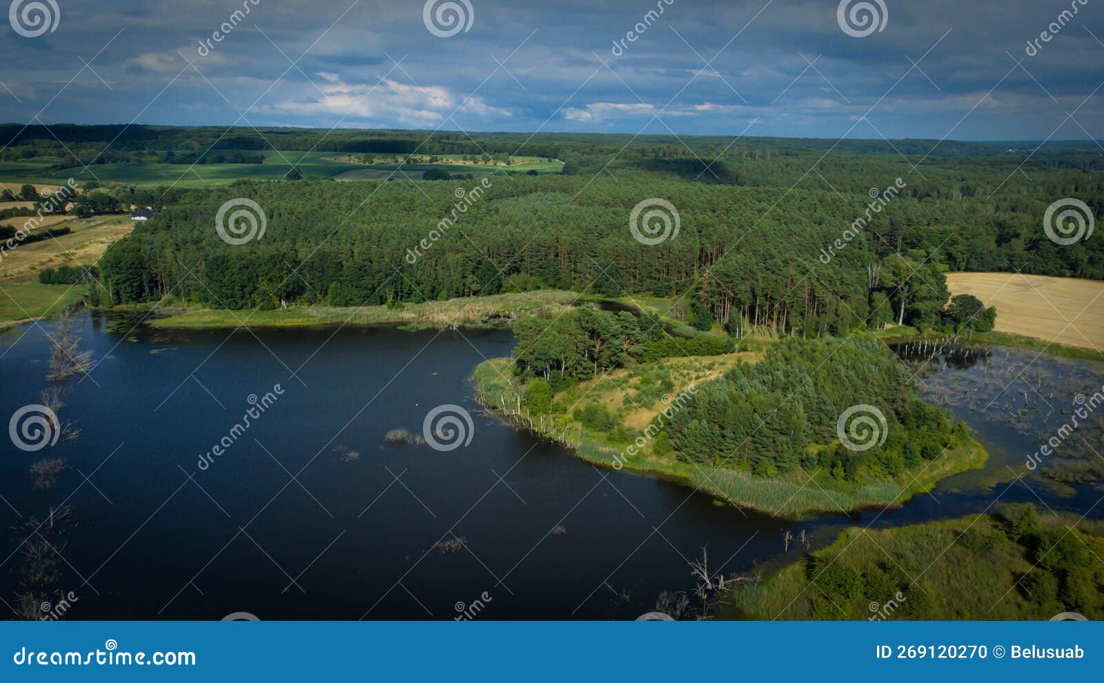 Lakes and Fields in Summer from Above Stock Photo - Image of panorama ...