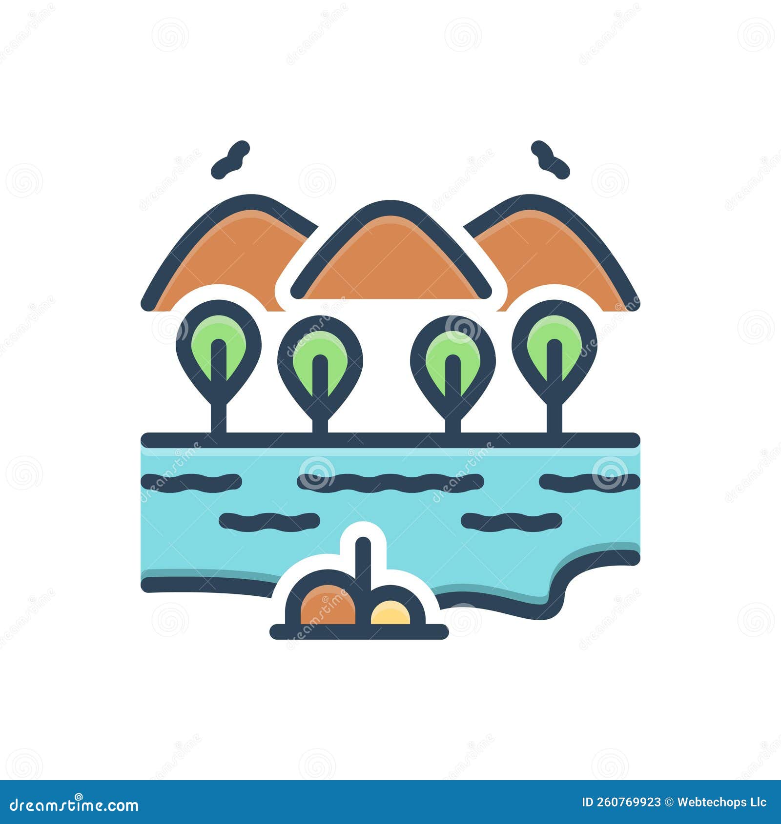 Color Illustration Icon for Lakes, Loch and Lough Stock Illustration ...