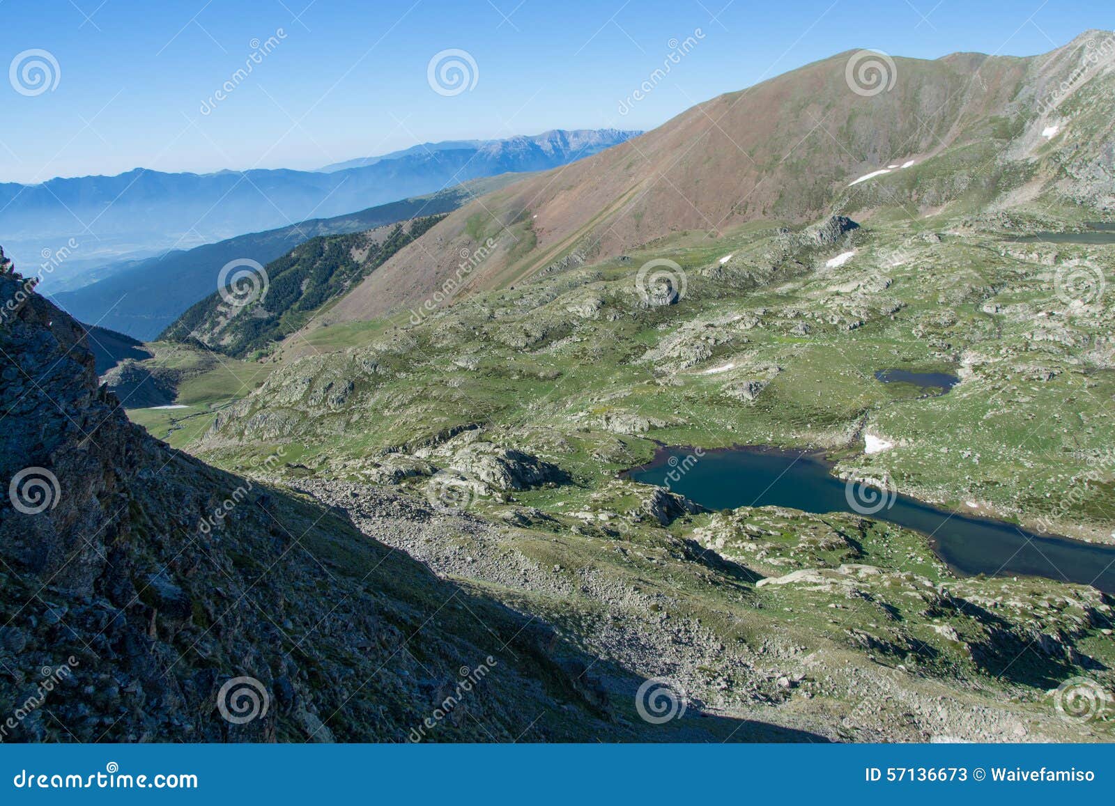 Lakes in Valley in Pyrenees Mountains Stock Image - Image of peak ...