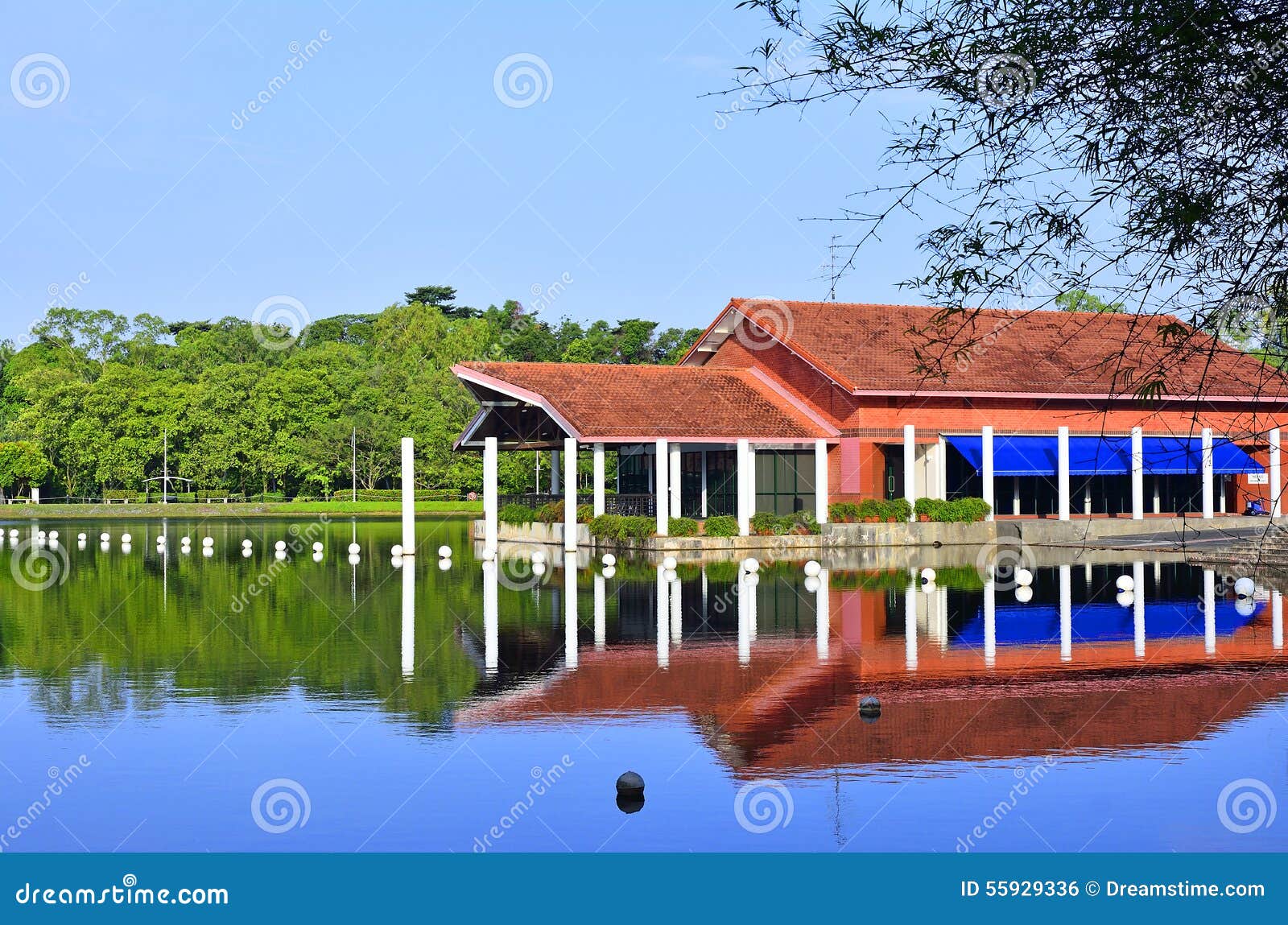Lakeside clubhouse stock photo. Image of blue, living - 55929336