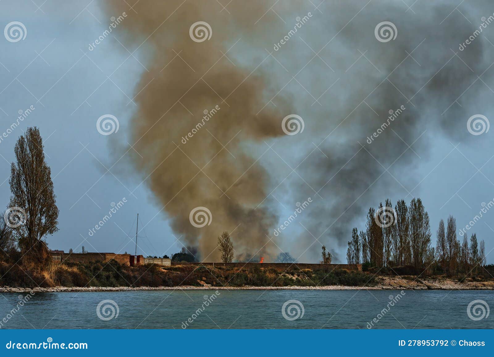 Lakeside fire and smoke stock photo. Image of issykkul - 278953792