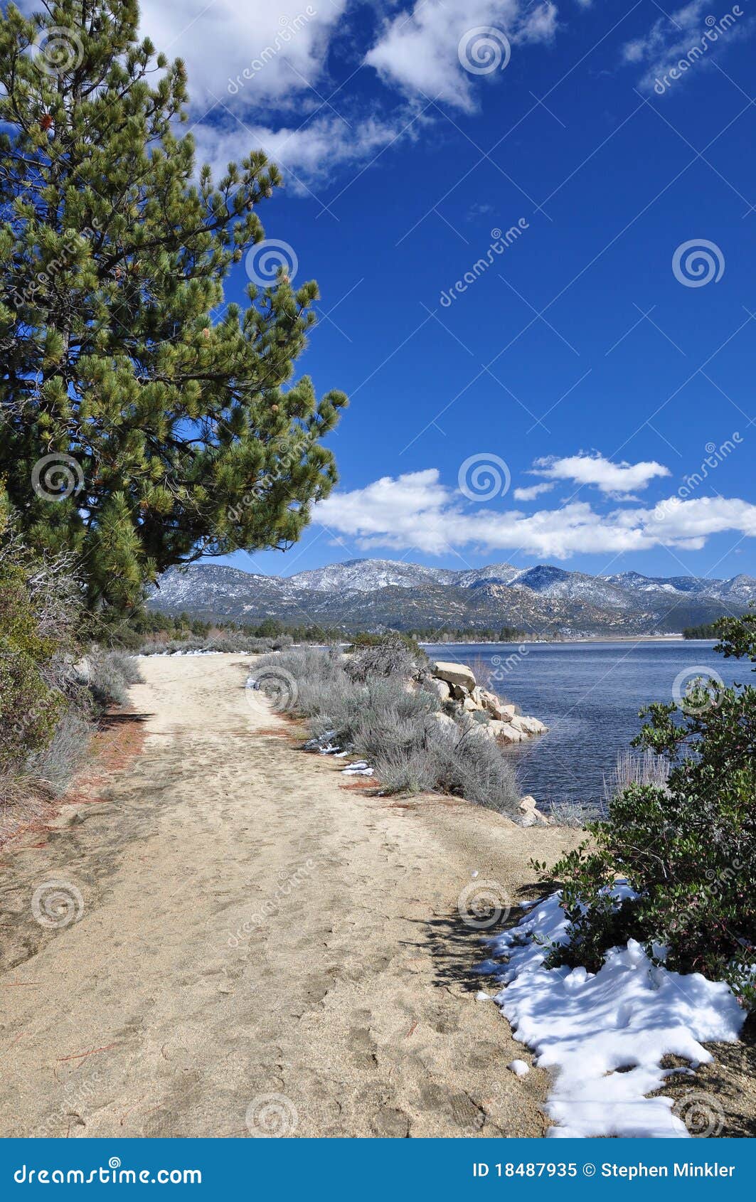 Lakeside path stock image. Image of serene, mountain - 18487935