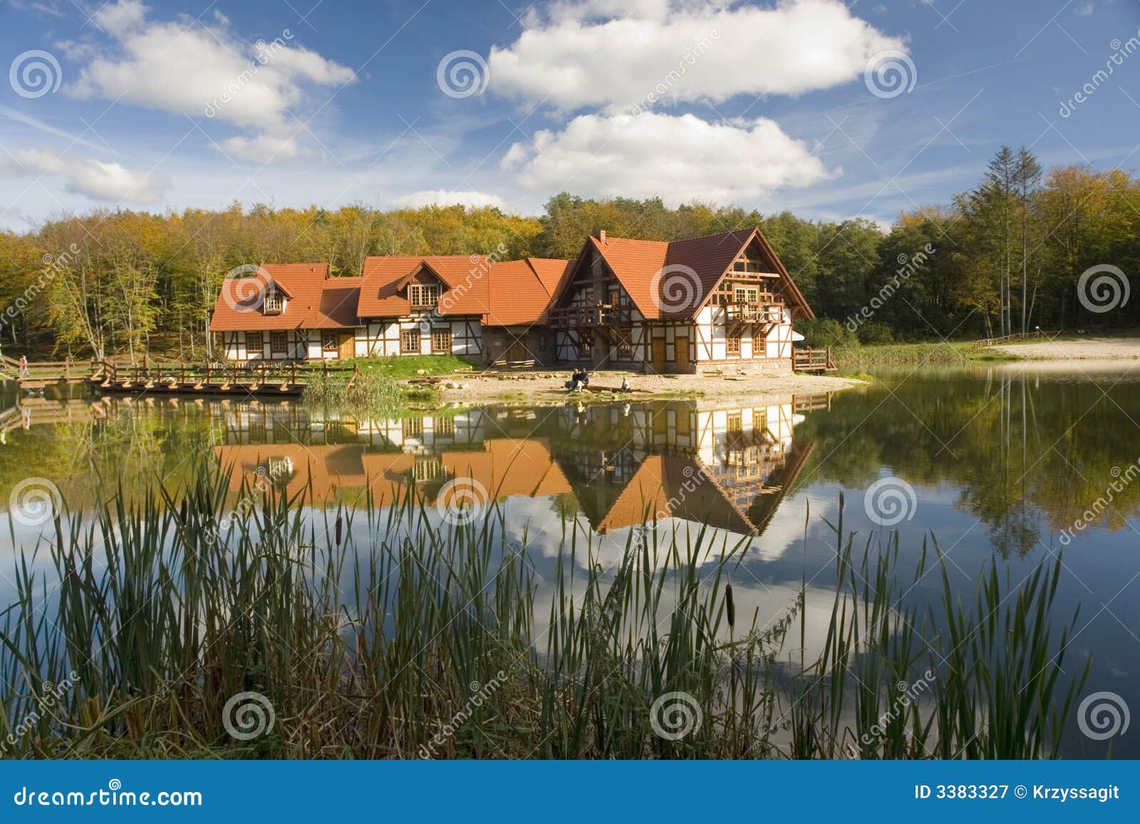 Lakeside resort stock image. Image of hotel, building - 3383327