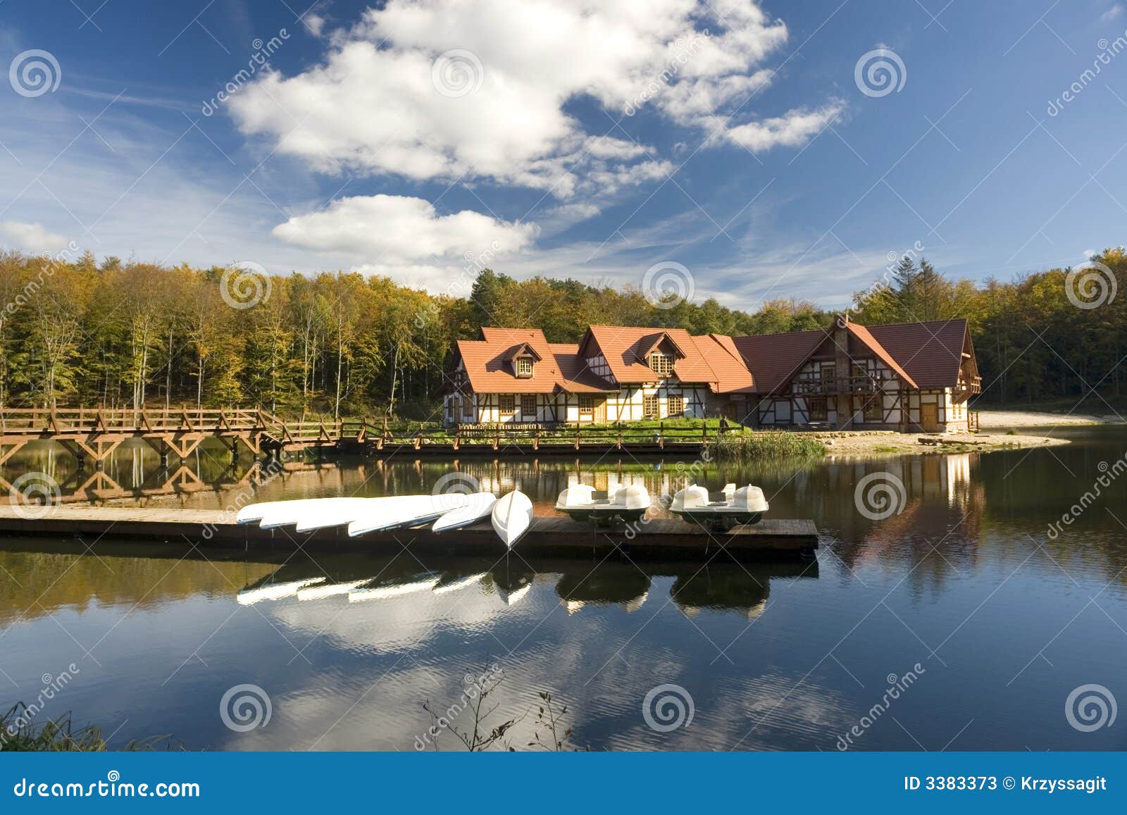Lakeside resort stock image. Image of beautiful, pond - 3383373