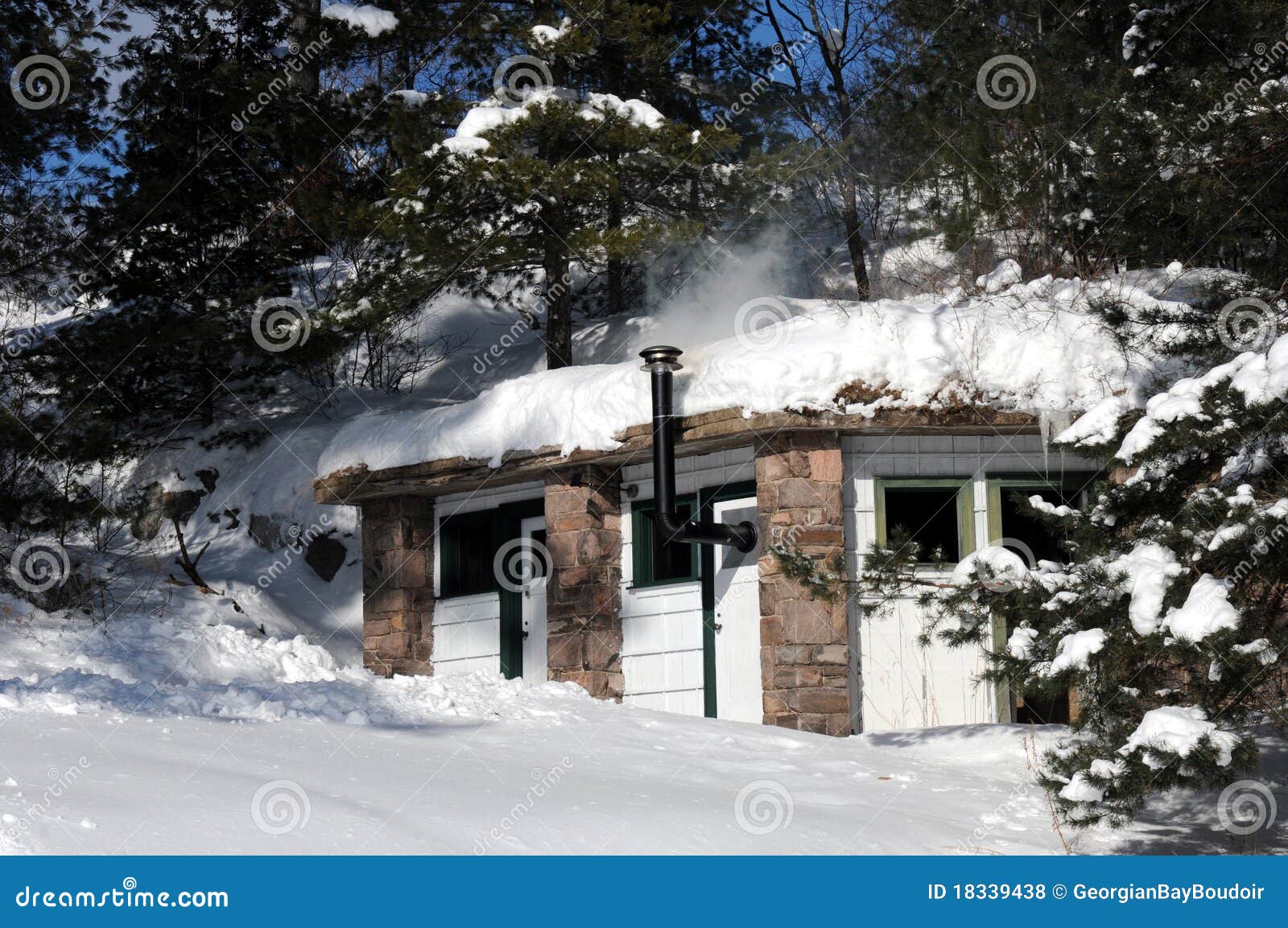 Lakeside sauna in winter stock photo. Image of health - 18339438