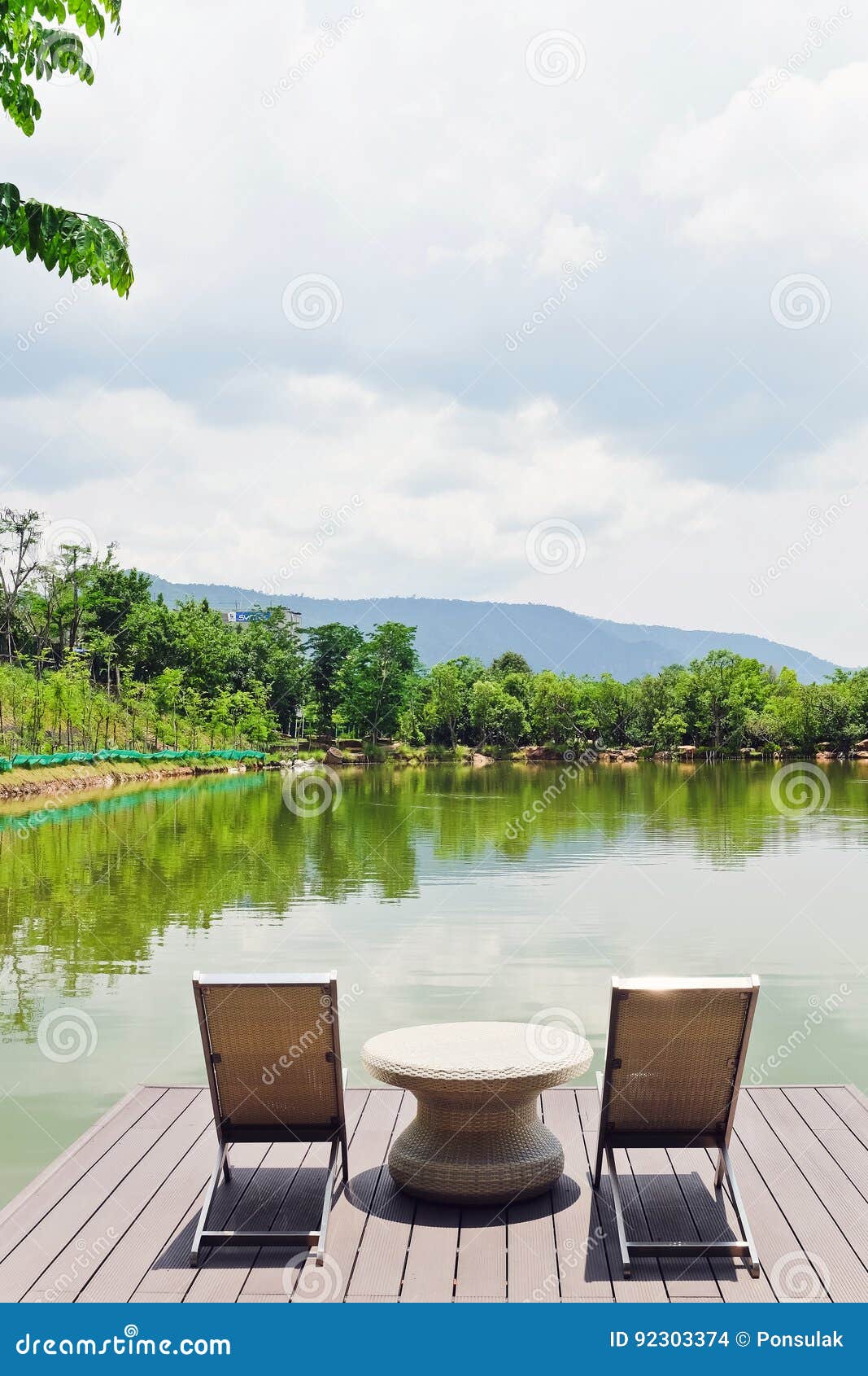 Lakeside Seating stock photo. Image of pier, relaxation - 92303374
