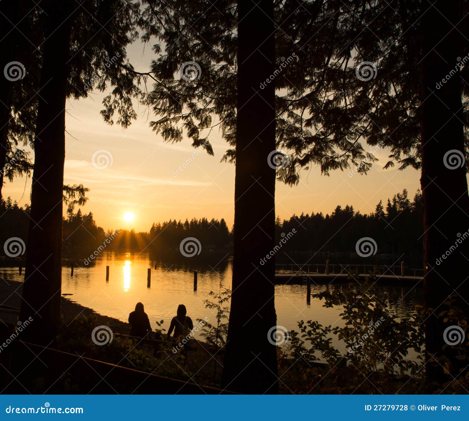 Lakeside Sunset stock photo. Image of trees, dusk, outdoors - 27279728