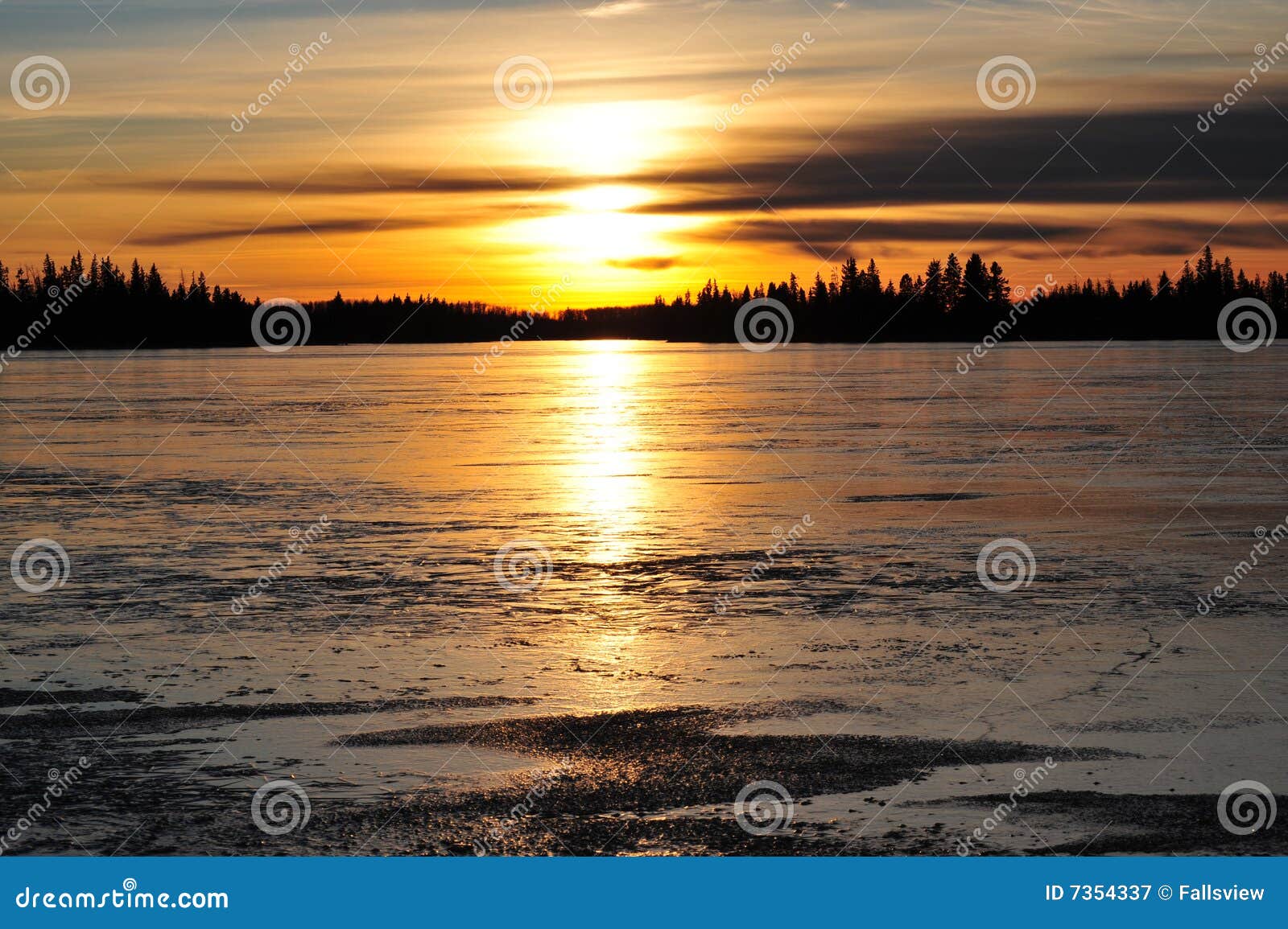 Lakeside sunset stock image. Image of island, forest, clouds - 7354337