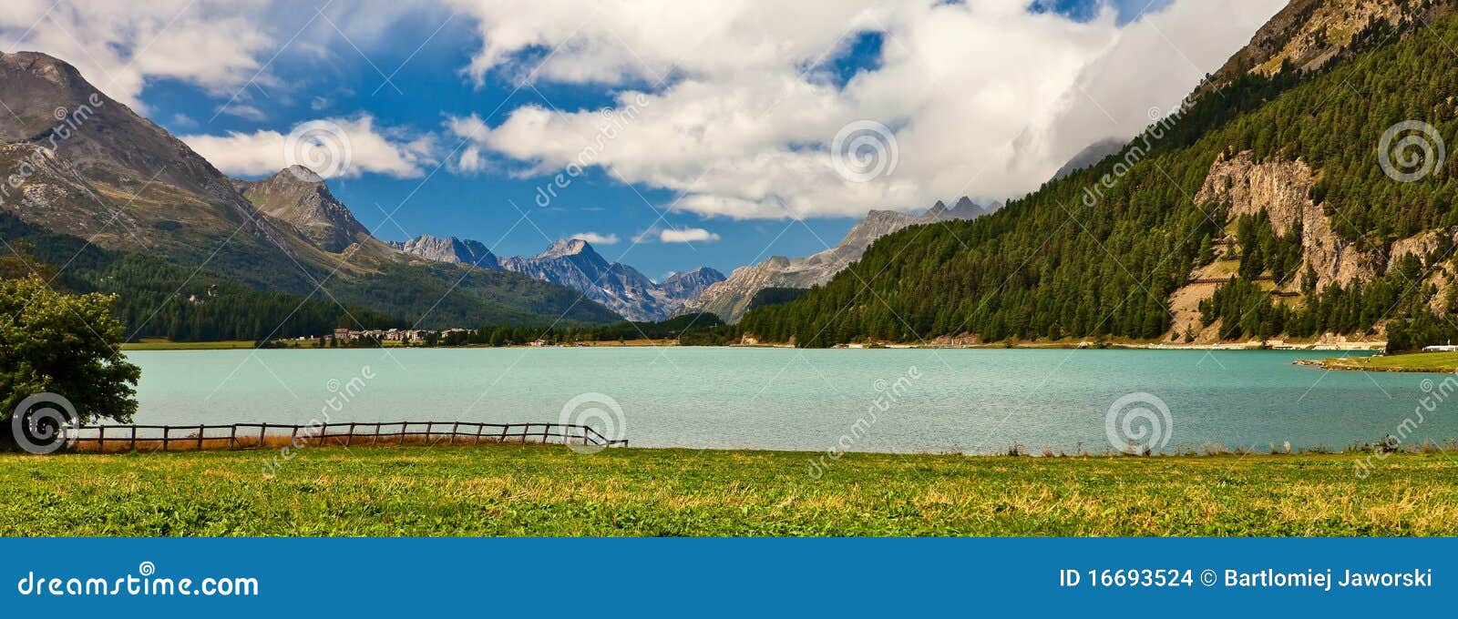 Lakeside View in Alpine Scenery. Stock Photo - Image of lake, forest ...
