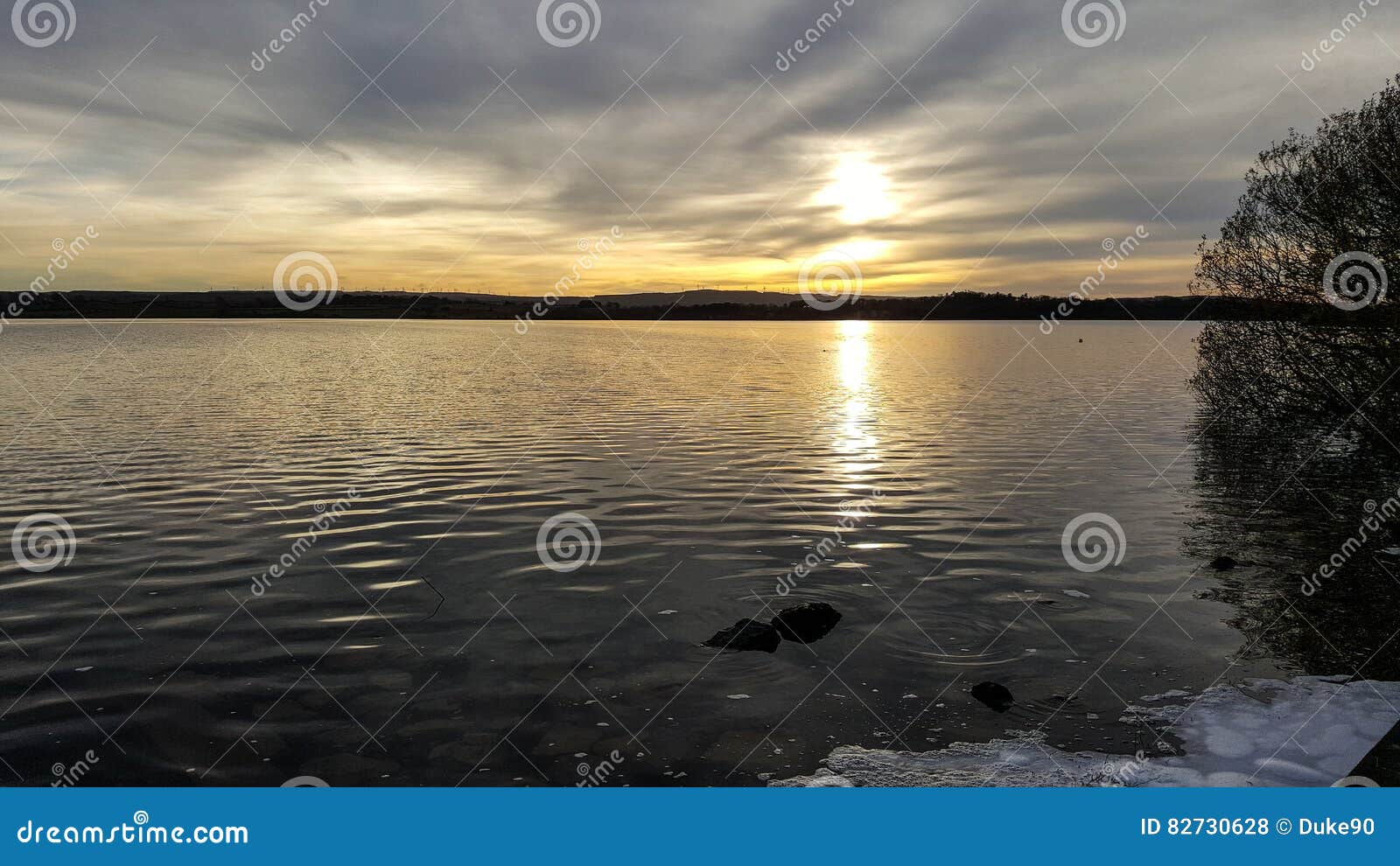 Lakeside view stock photo. Image of evening, water, horizon - 82730628