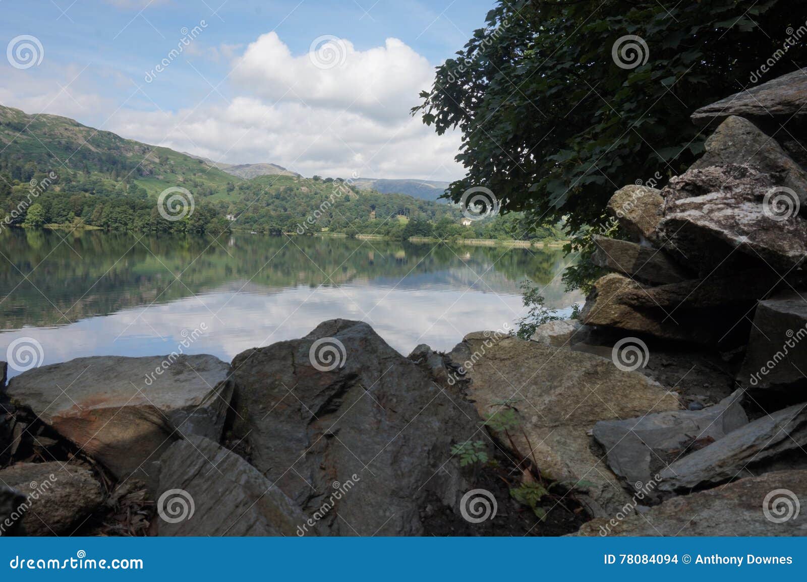 Lakeside View stock photo. Image of blue, white, reflection - 78084094