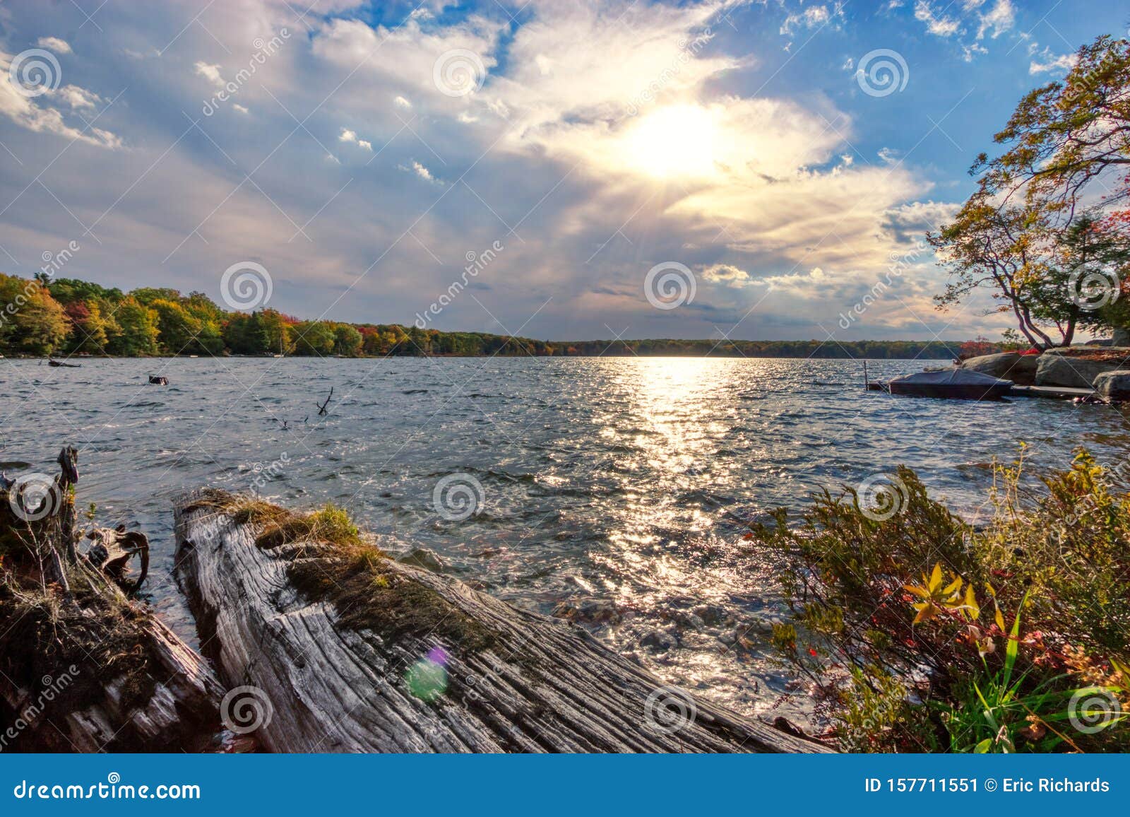 A lakeside view with wind stock image. Image of blue - 157711551