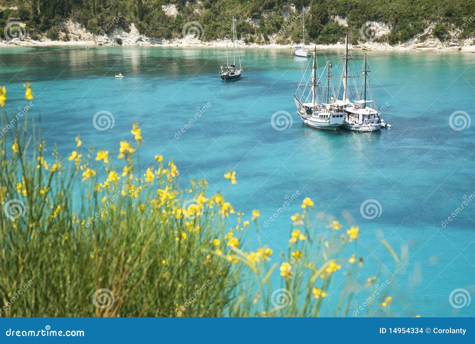 Lakka Harbour in Paxos Greece. Stock Photo - Image of ships, floating ...
