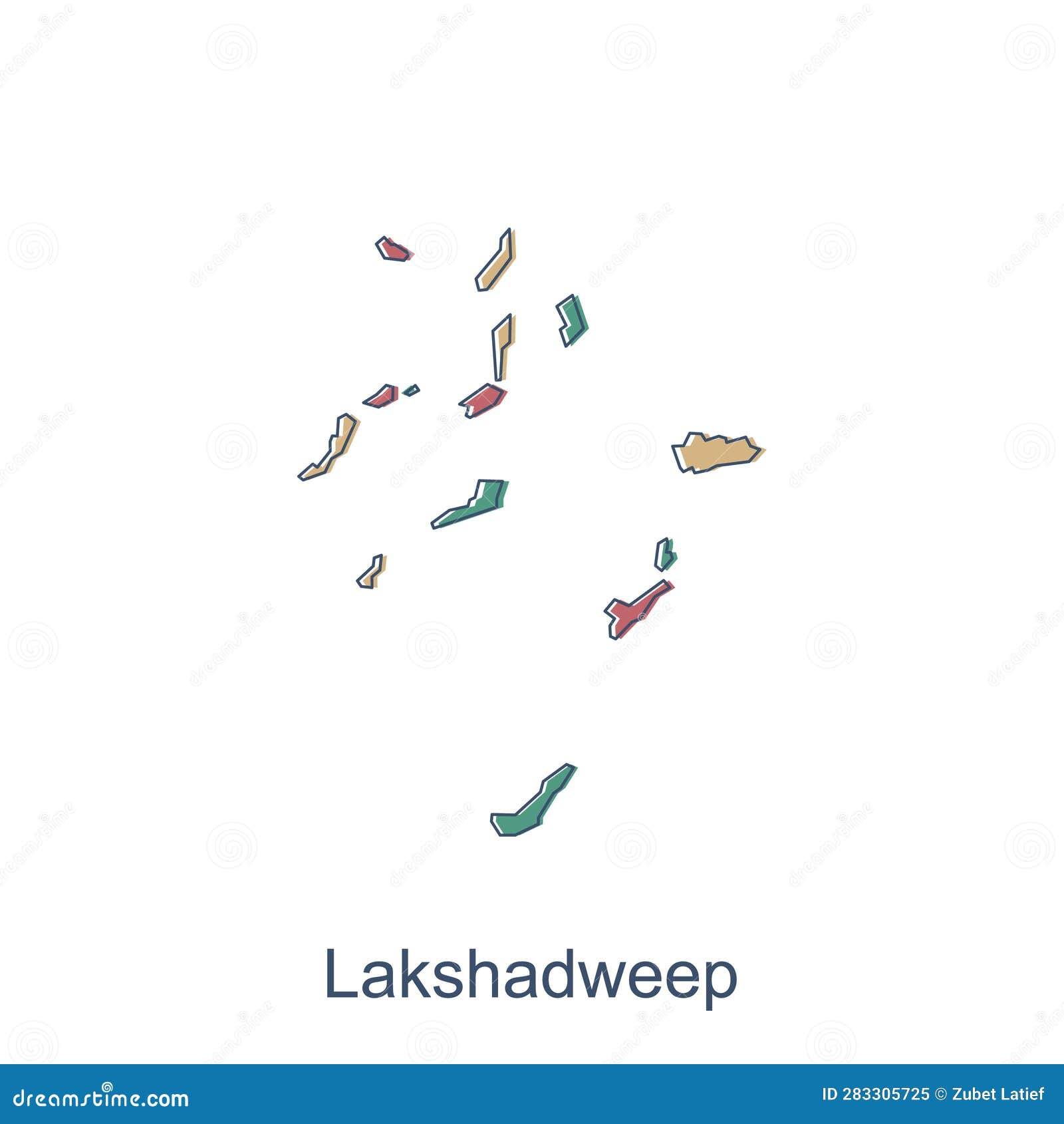 Lakshadweep Map Vector Illustration with Line Modern, Illustrated Map ...