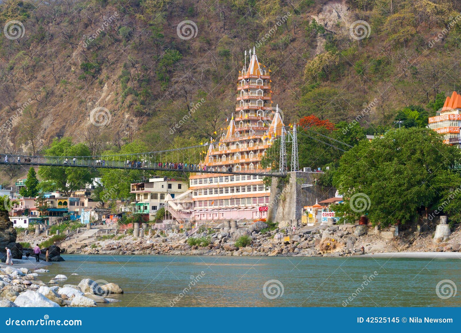 Lakshman Jhula Bridge in the Rishikesh Valley Editorial Image - Image ...