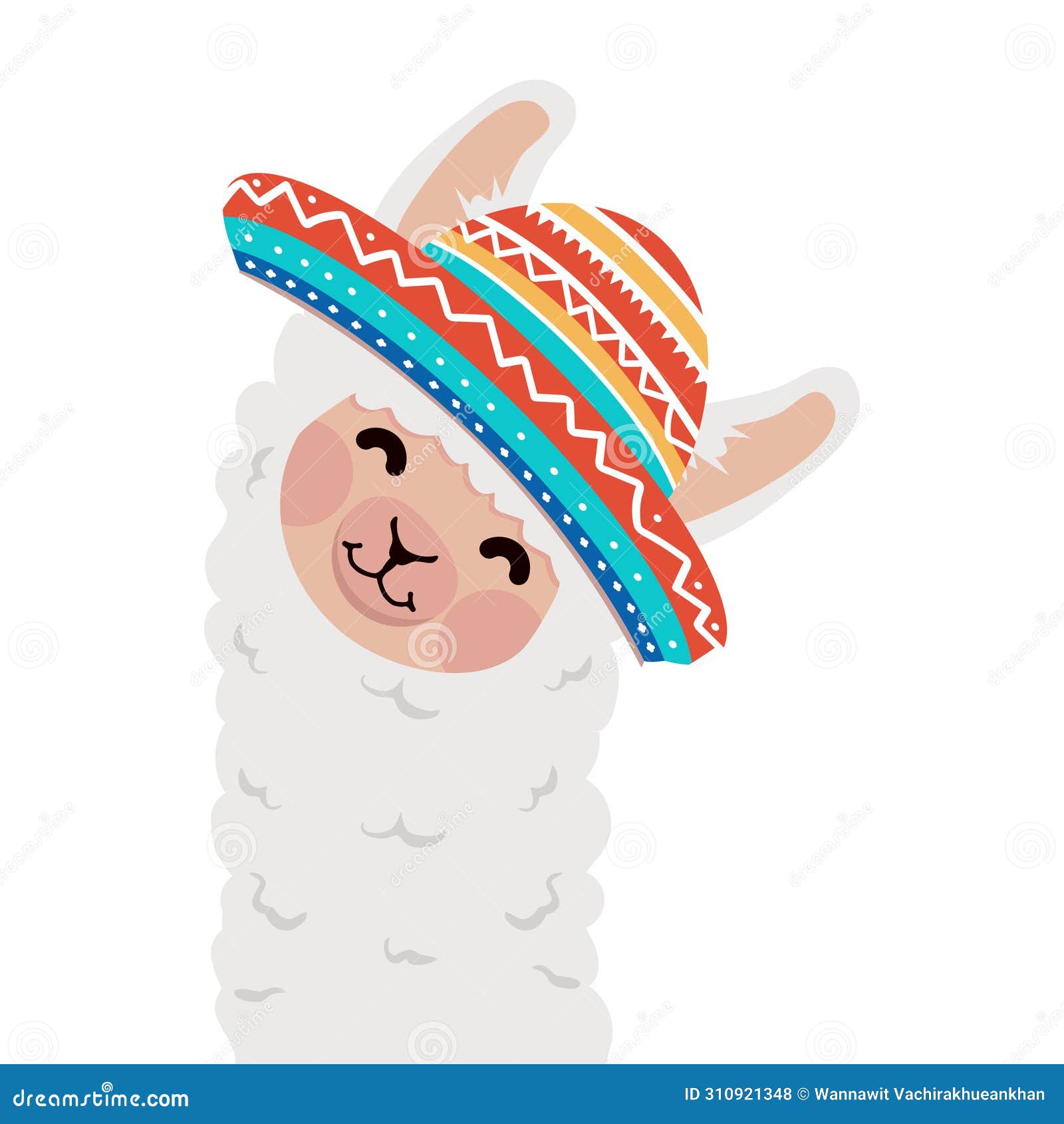 Lama Alpaca Head Wearing Hat Stock Vector - Illustration of mammal ...