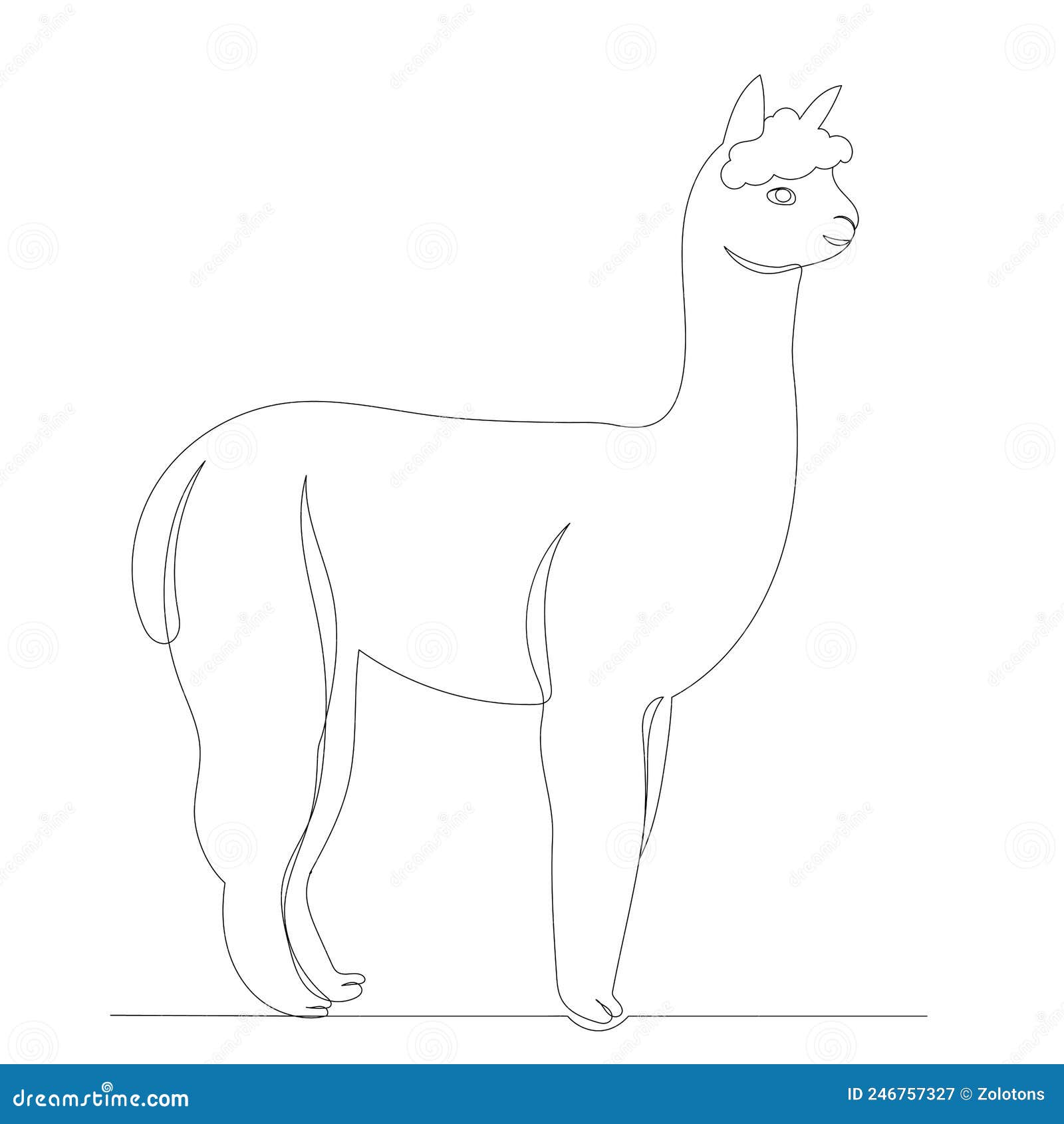Lama Drawing by One Continuous Line, Isolated Stock Vector ...