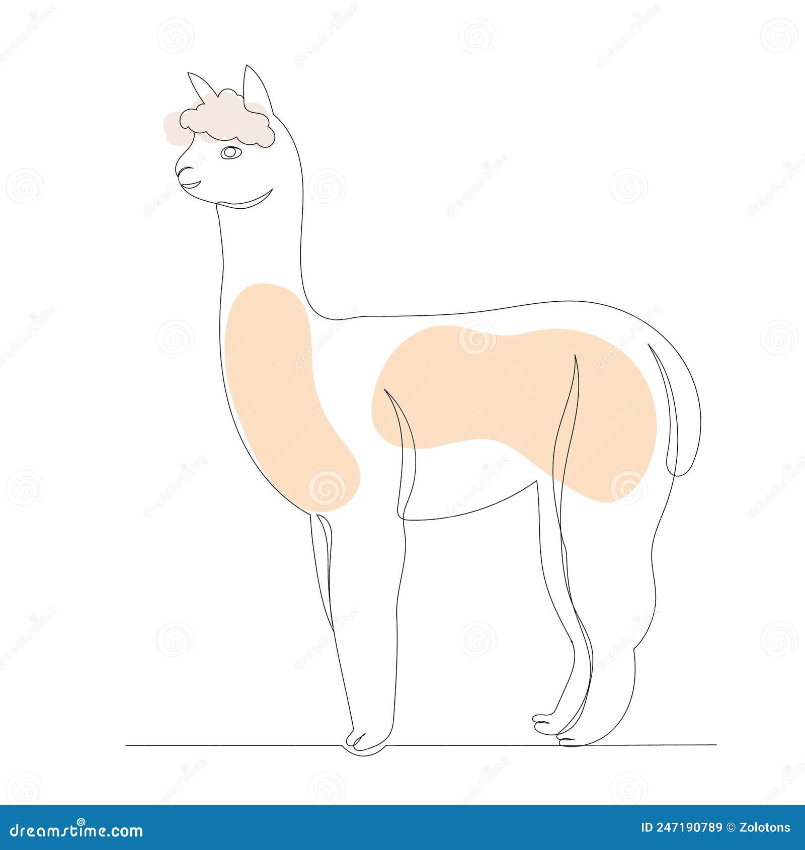 Lama Drawing in One Continuous Line Stock Vector - Illustration of ...