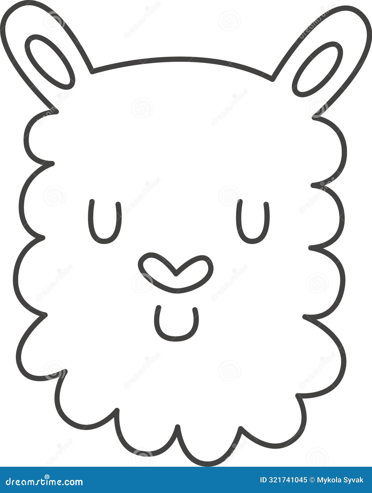 Lama Head Outline stock vector. Illustration of funny - 321741045
