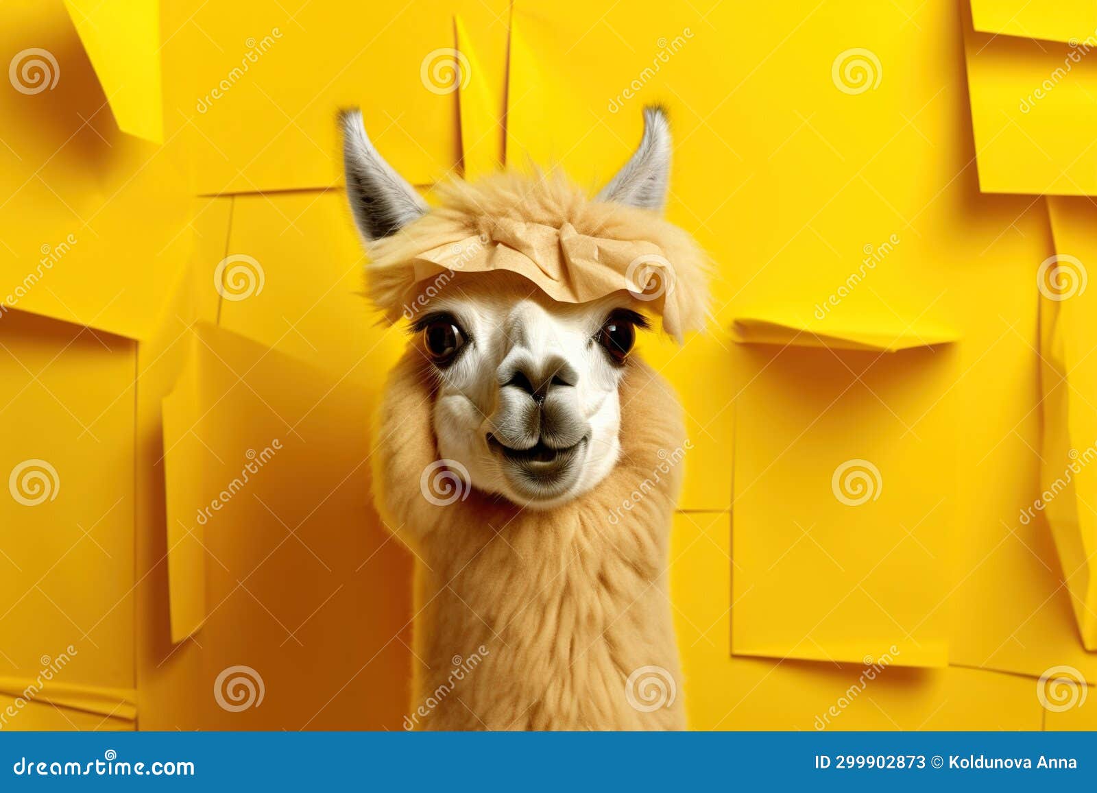 Lama Looking on Yellow Background Being Surprised Stock Illustration ...