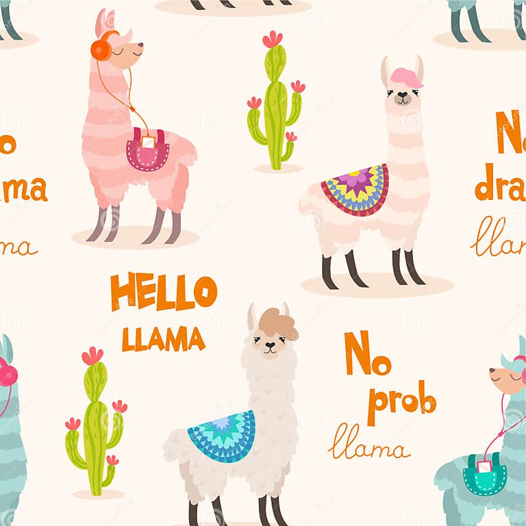 Lama Pattern. Vector Seamless Texture. Stock Vector - Illustration of ...