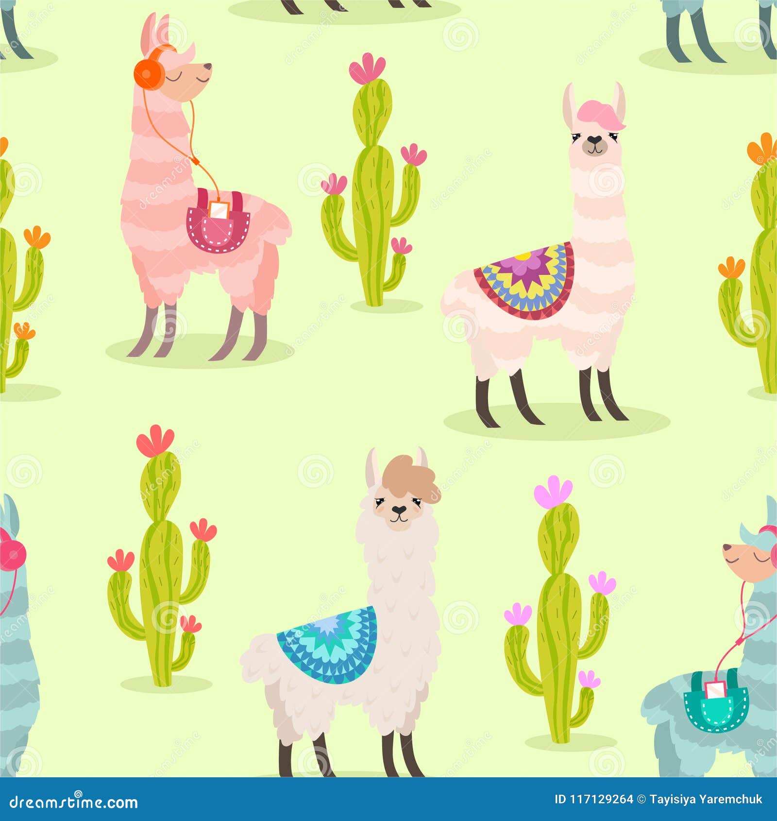 Lama Pattern. Vector Seamless Texture. Stock Illustration ...
